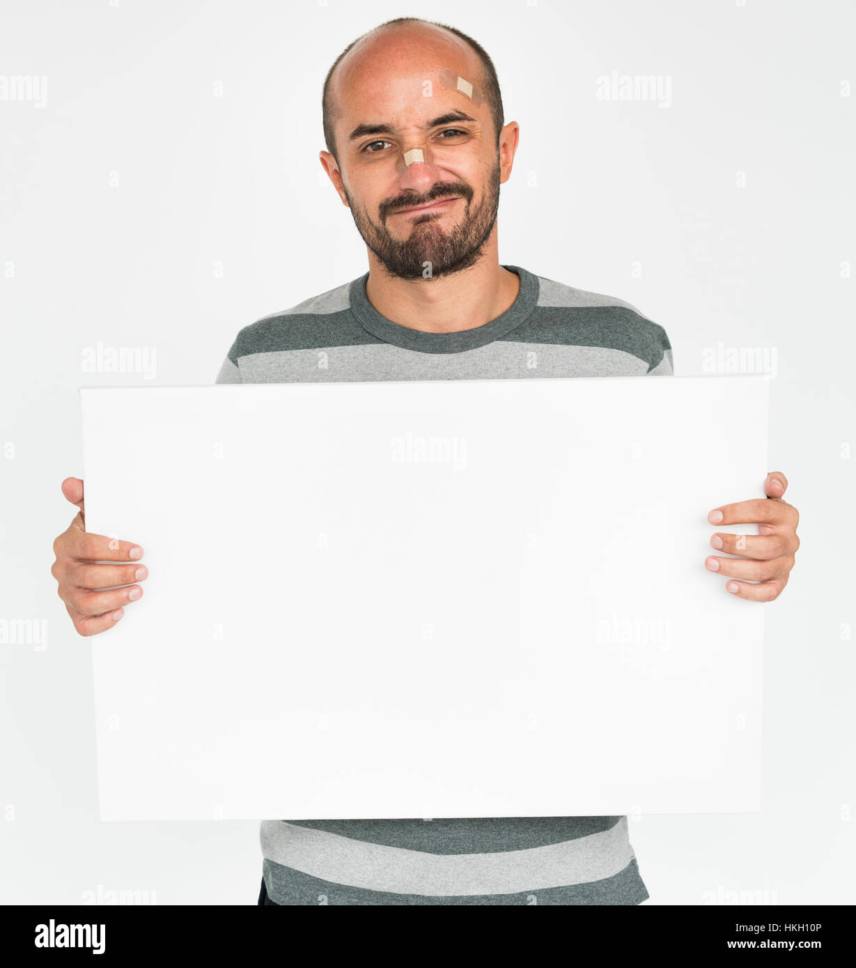 Man Holding Placard Paper Concept Stock Photo - Alamy