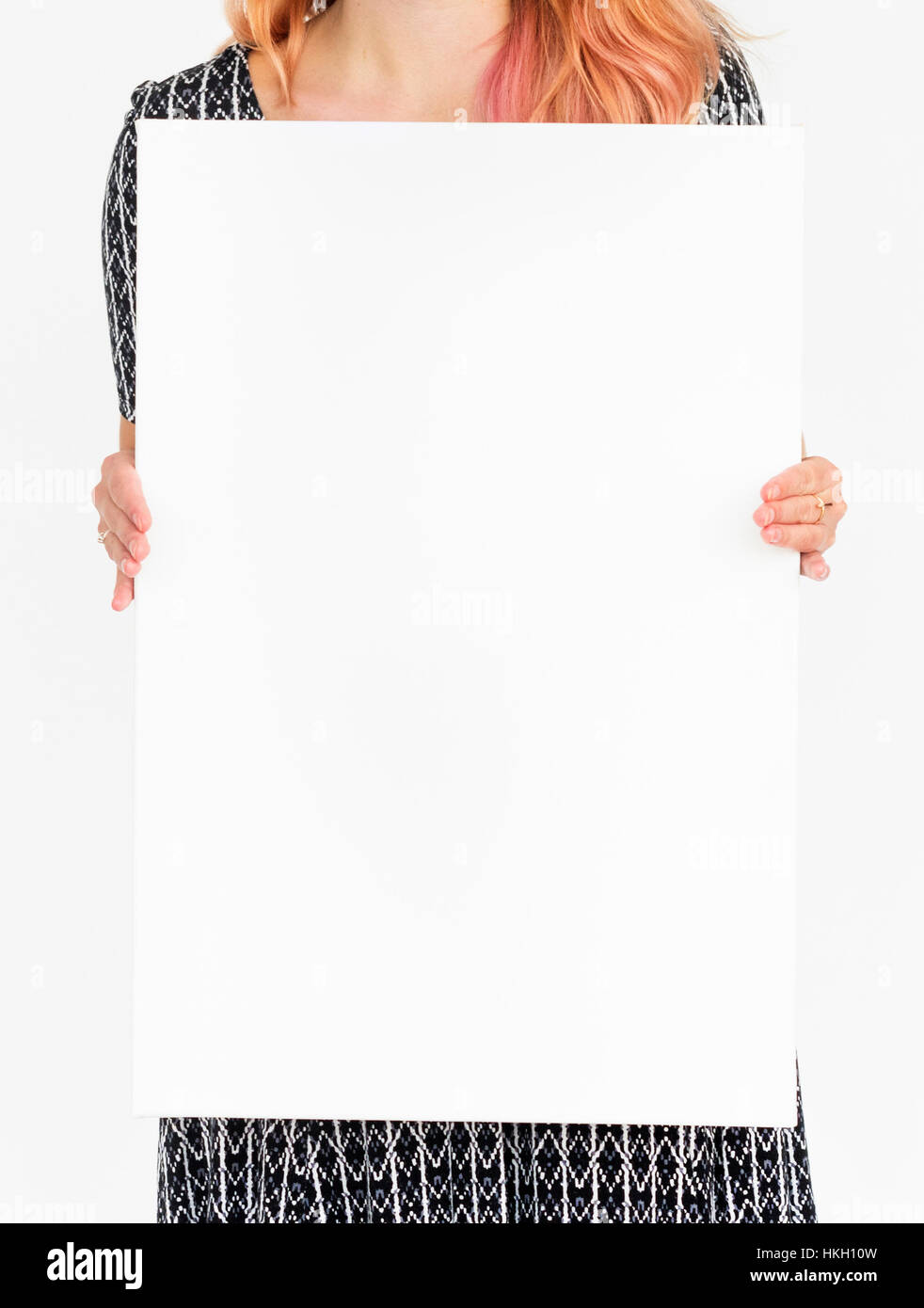 Woman Holding Placard Paper Concept Stock Photo - Alamy