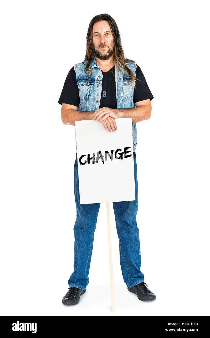 Man Holding Placard Paper Concept Stock Photo - Alamy