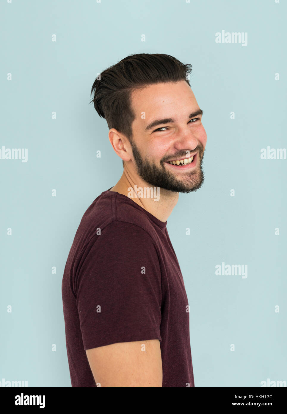 Man Cheerful Side View Studio Concept Stock Photo - Alamy