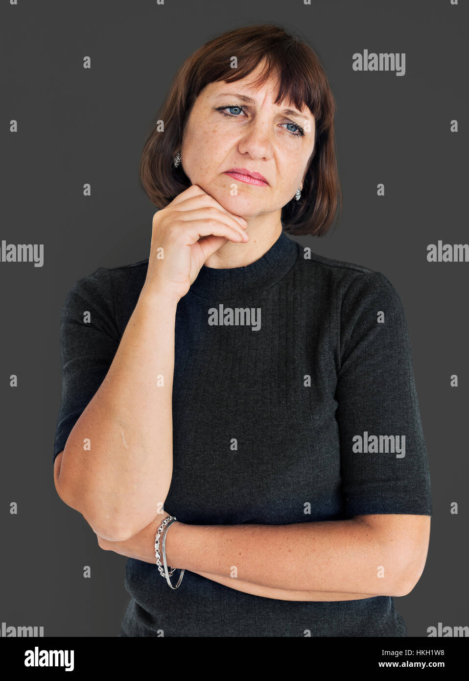 Woman Stressed Face Expression Concept Stock Photo - Alamy