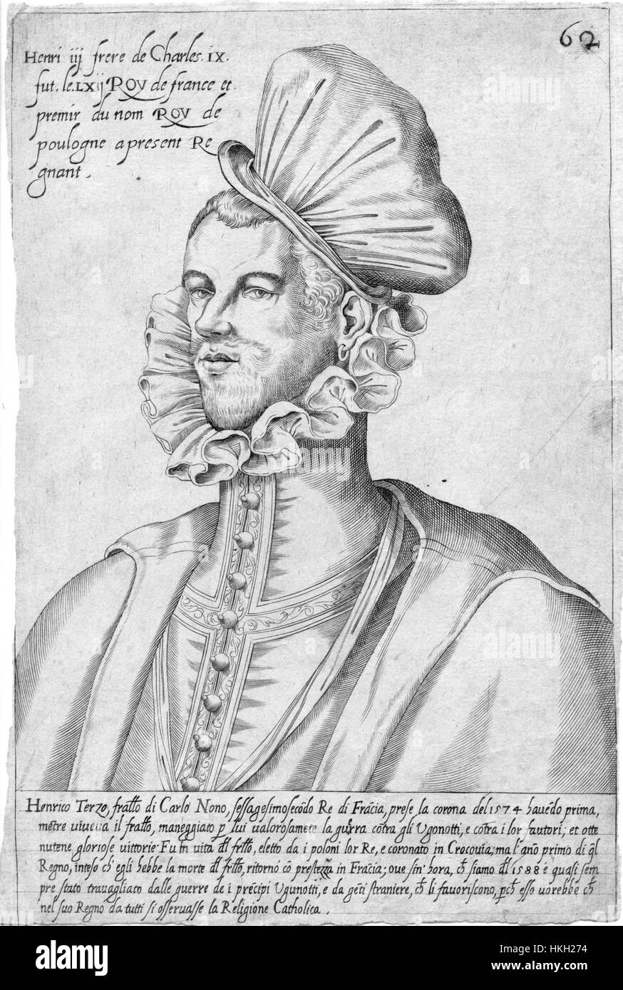 This historical portrait depicts Henri III, King of France, capturing ...