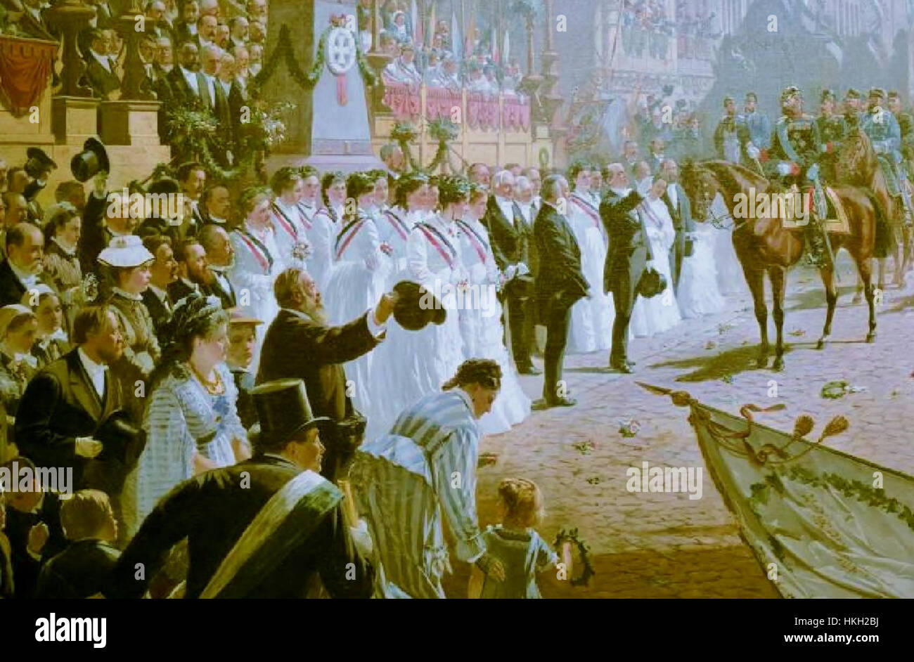A historical artwork depicting the Franco-Prussian Victory Procession ...