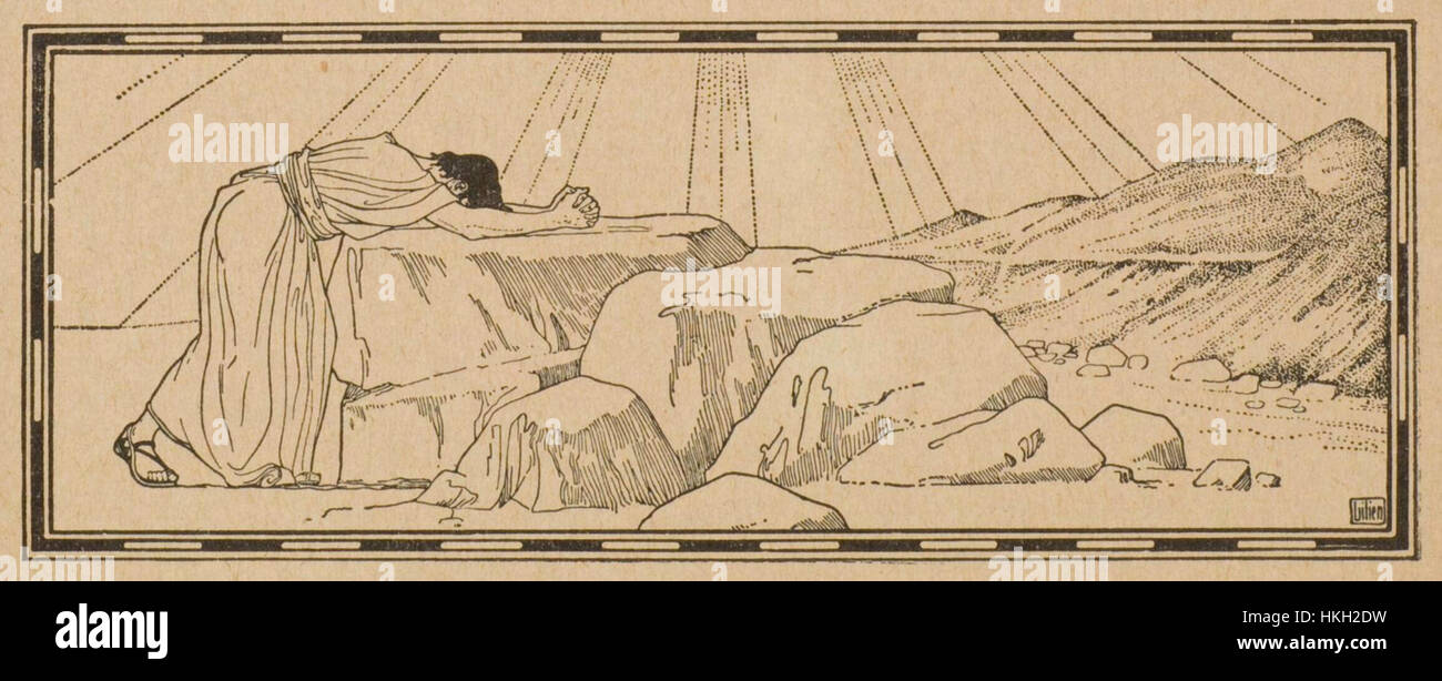 This artwork depicts the biblical story of Jonah, focusing on his ...