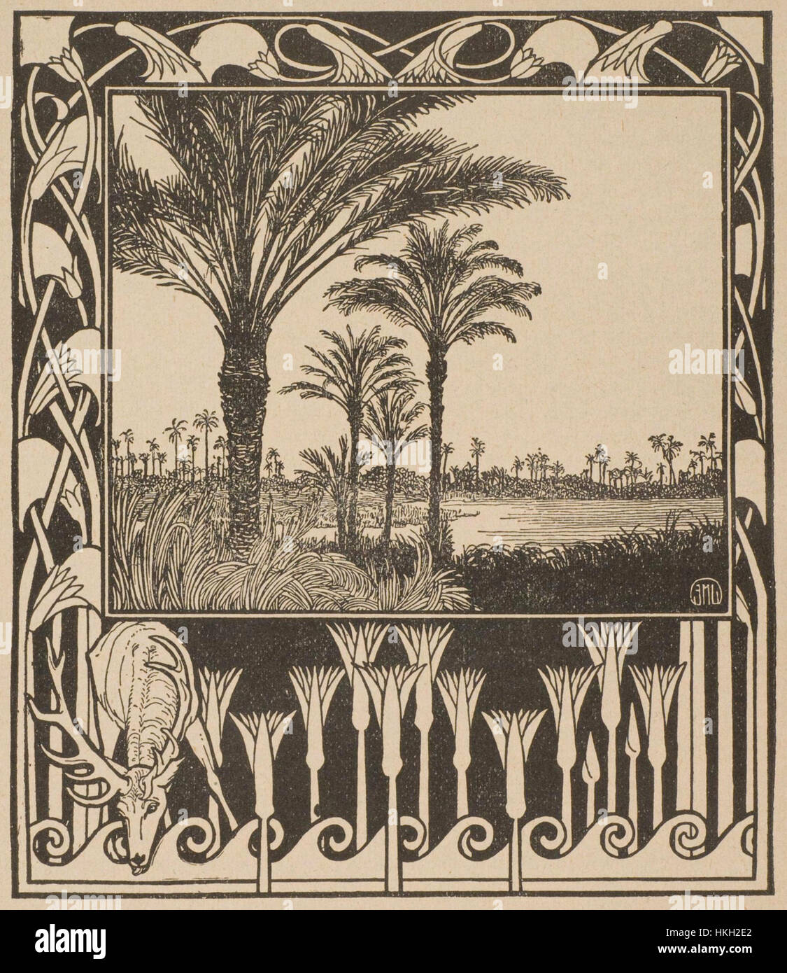 A historical painting by Lilien depicting Psalm 42, likely focusing on ...