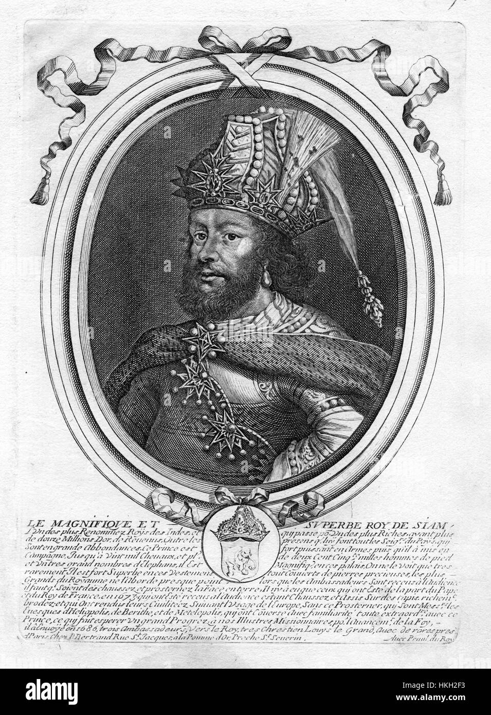 This portrait of King Narai of Ayutthaya, who ruled from 1656 to 1688 ...