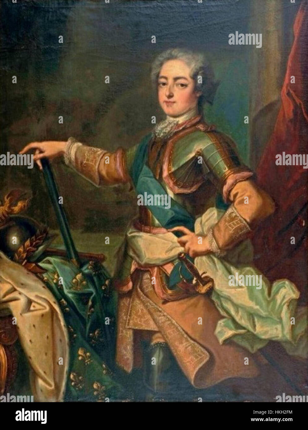 This 18th-century portrait of King Louis XV, depicted in armor ...