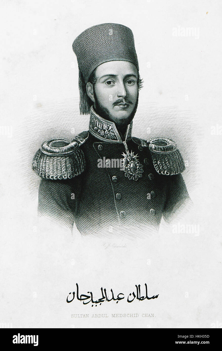 This portrait of Sultan Abdul Medschid, painted by Julia Pardoe in 1839 ...