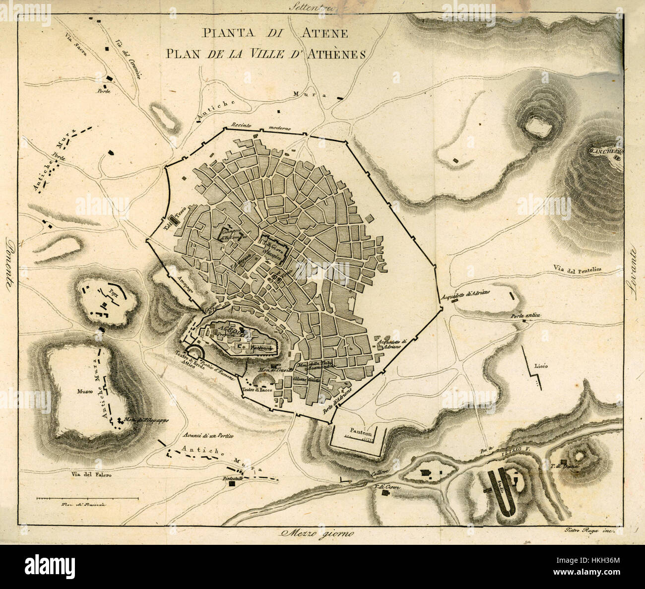 ‘Pianta di Atene’ by Simone Pomardi, created in 1820, is a detailed map ...