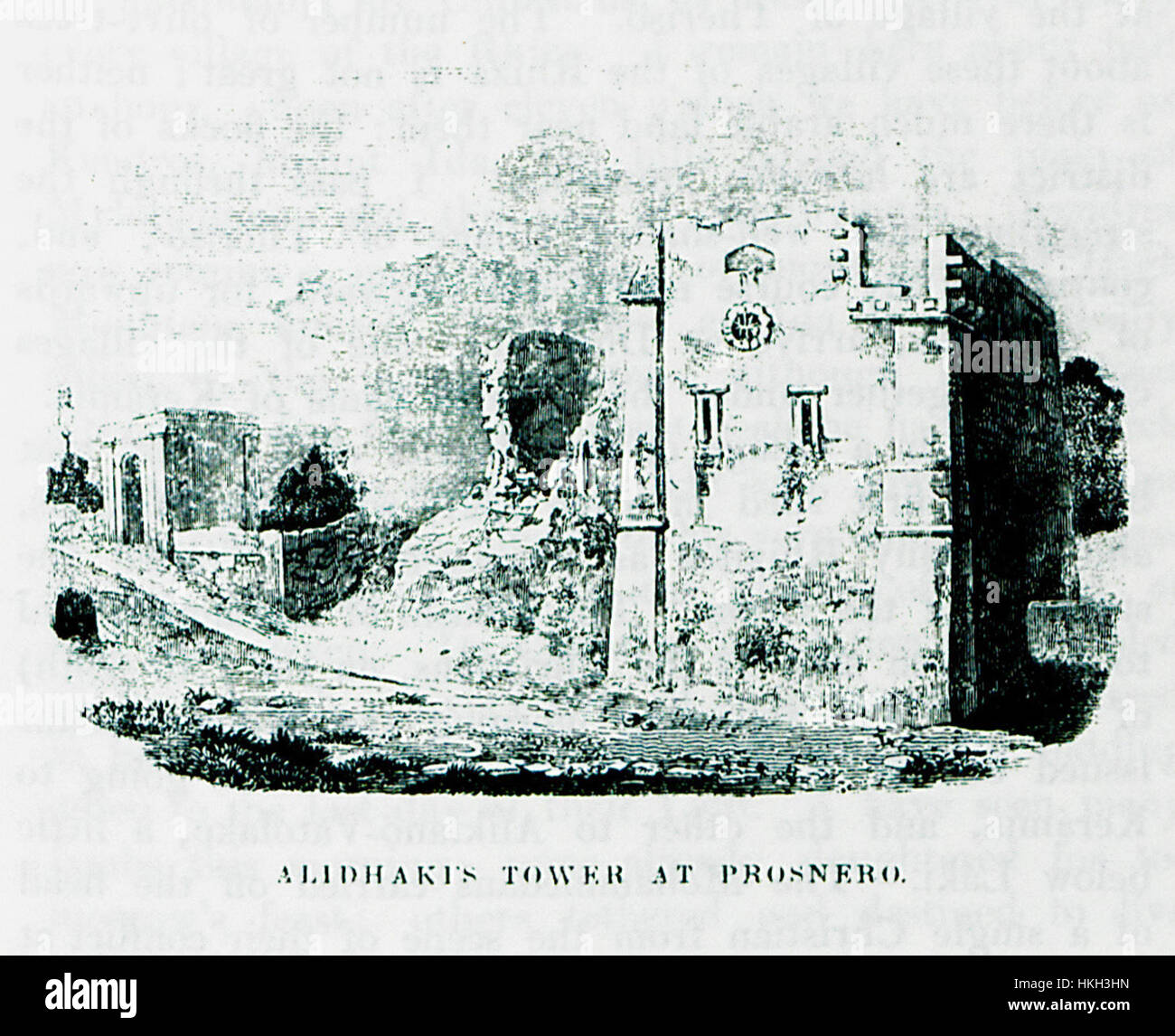 This painting by Robert Pashley from 1837 depicts the Alidhakis Tower ...