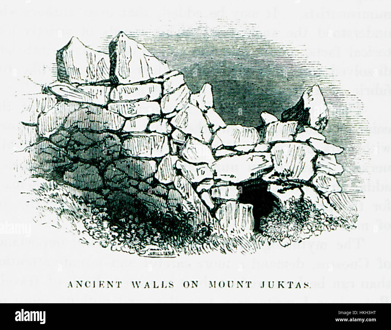 A painting by Robert Pashley from 1837 depicting the ancient walls on ...