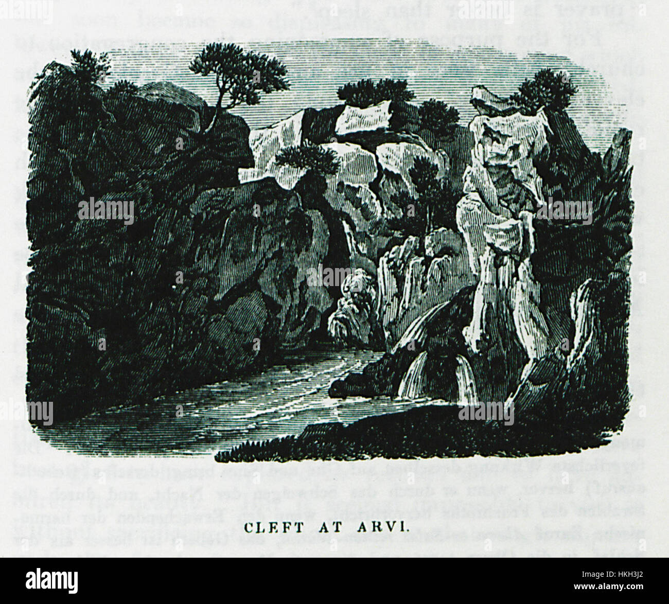 A painting by Robert Pashley from 1837, titled 'Cleft at Arvi ...