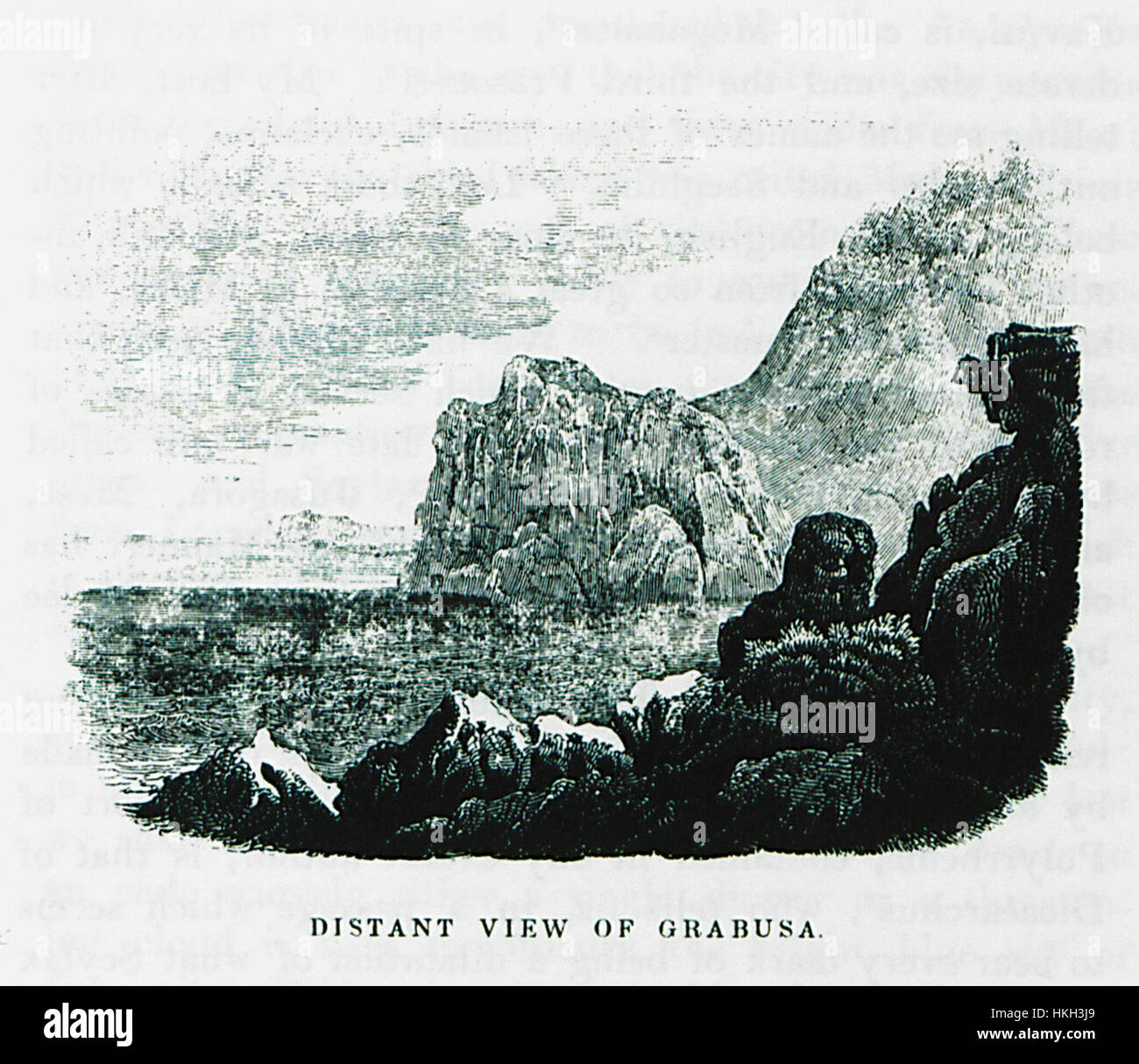 A painting from 1837 by Robert Pashley, offering a distant view of ...