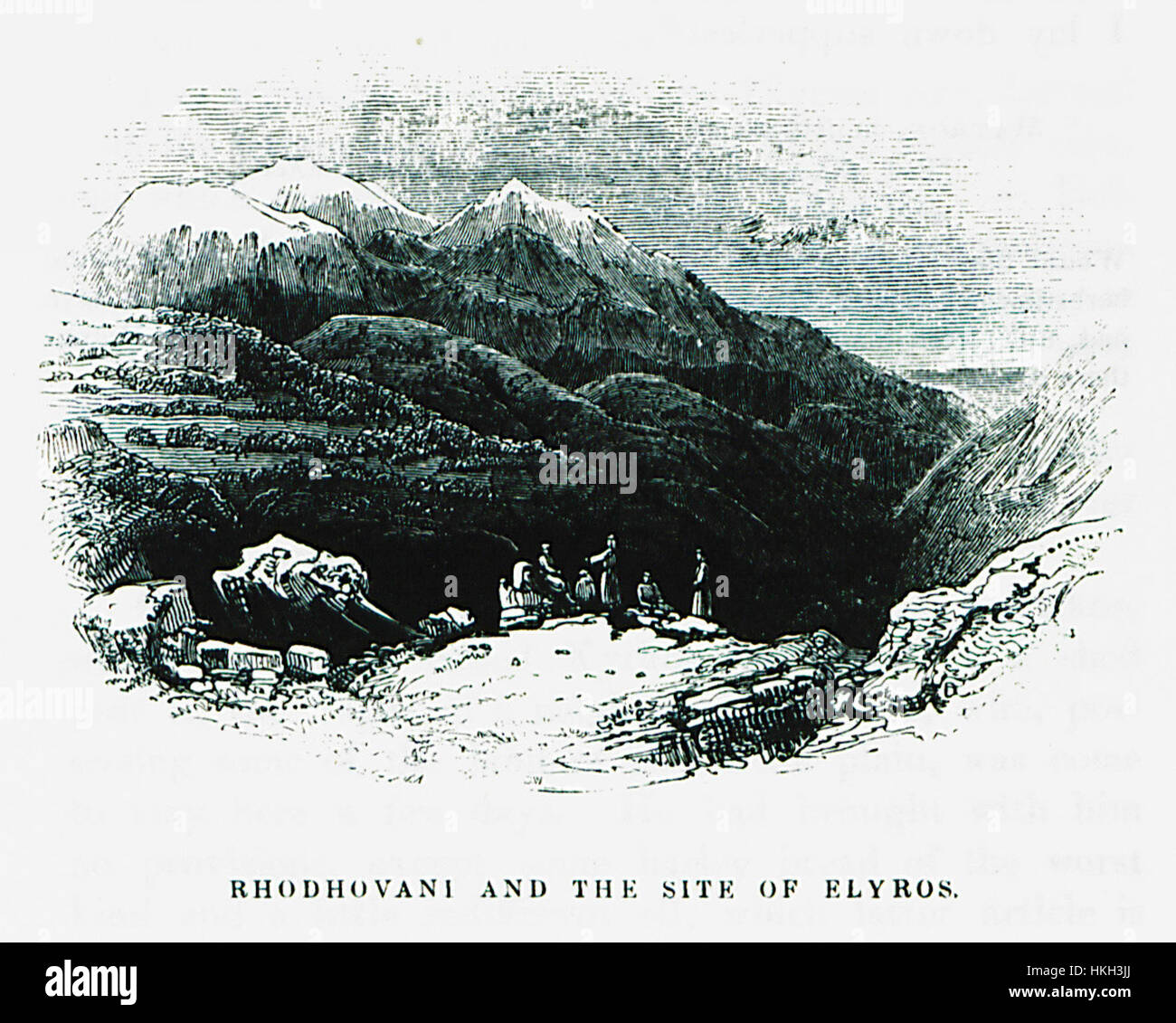 An 1837 painting by Pashley Robert depicting the historical site of Elyros and Rhodhovani ...