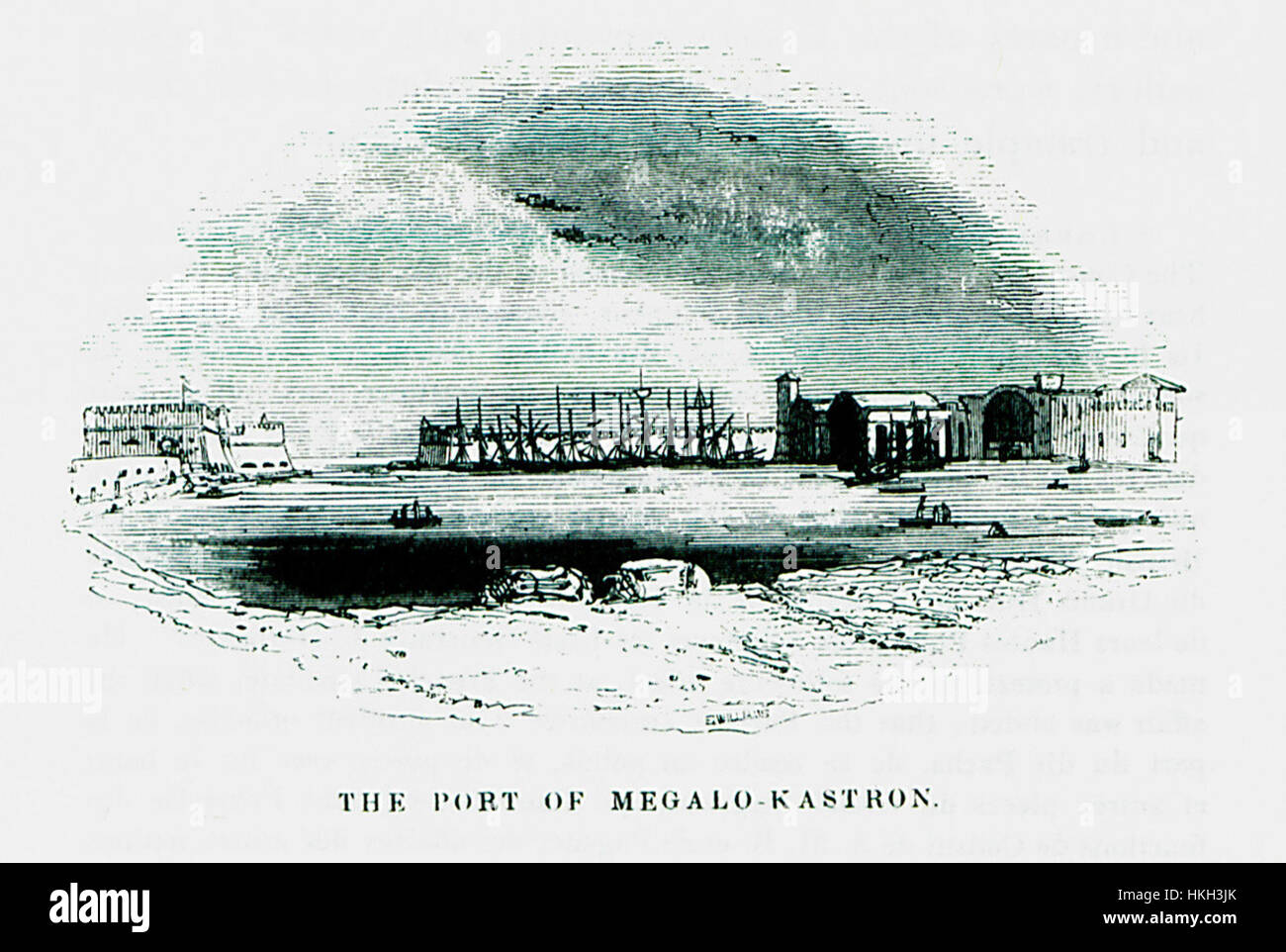 The painting by Robert Pashley from 1837 depicts the port of Megalo ...