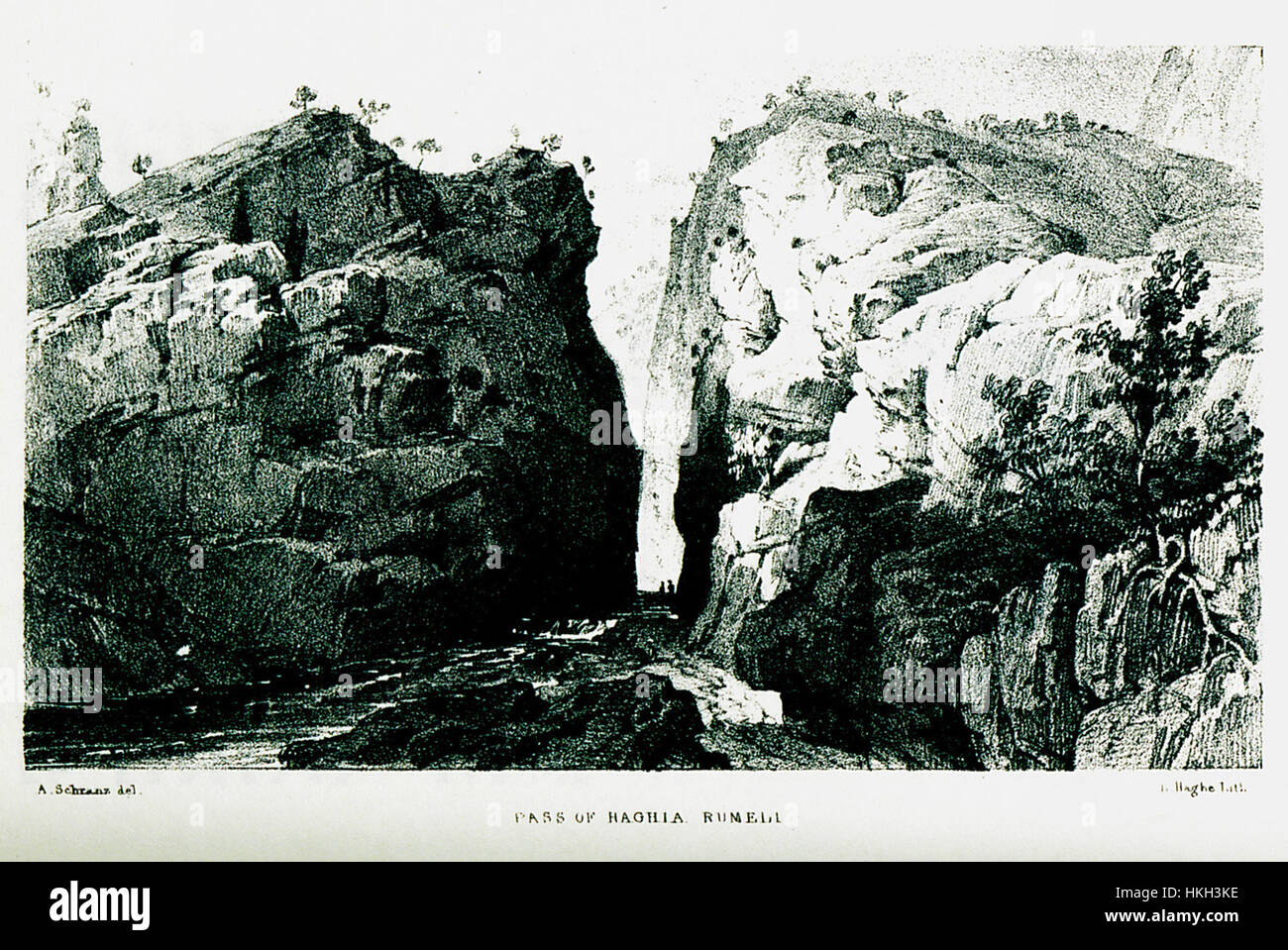 A painting by Robert Pashley depicting the Pass of Haghia Roumeli in ...