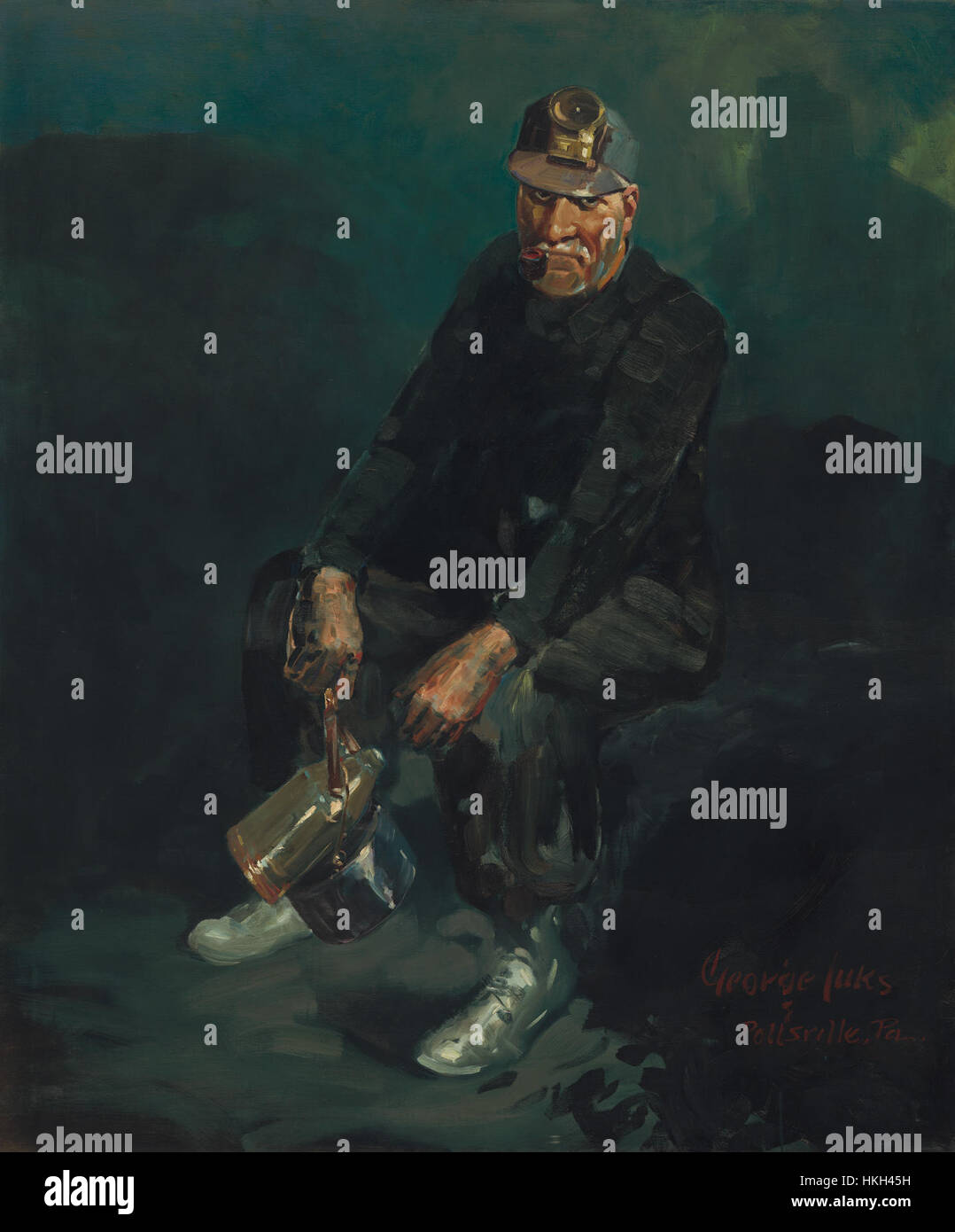 The painting titled 'The Miner' (A19455) depicts the life and struggles ...
