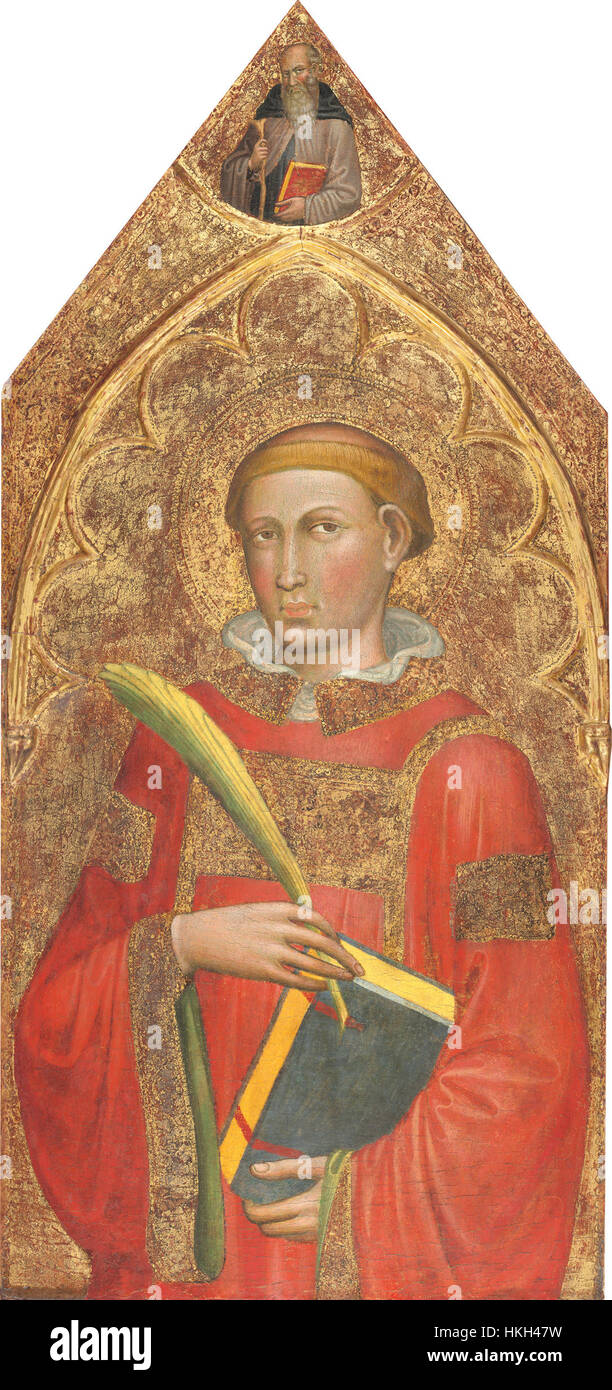 A religious painting depicting Deacon Saint with Saint Anthony Abbot ...