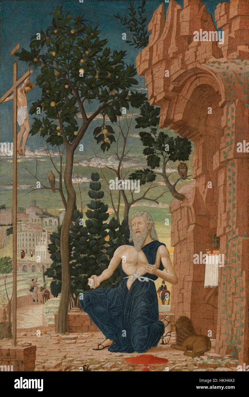 This painting depicts Saint Jerome in the wilderness, capturing his ...