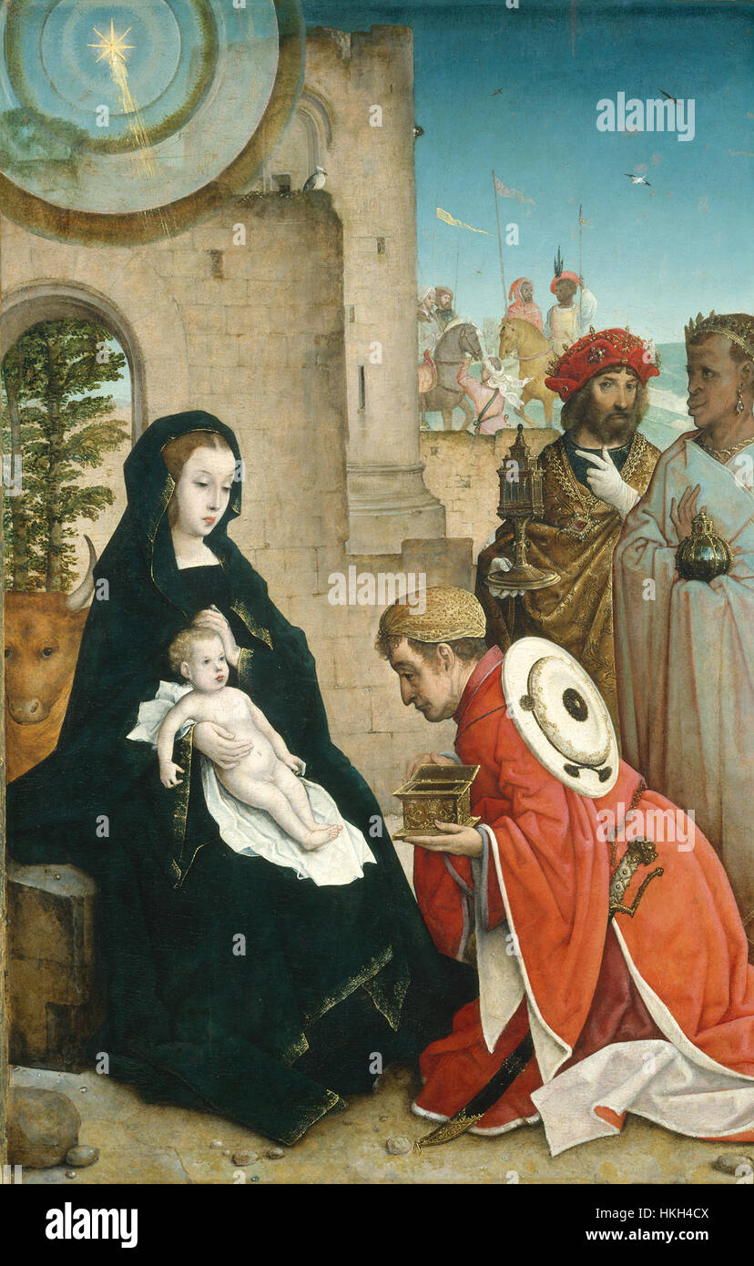 A classic depiction of the Adoration of the Magi, an iconic biblical ...