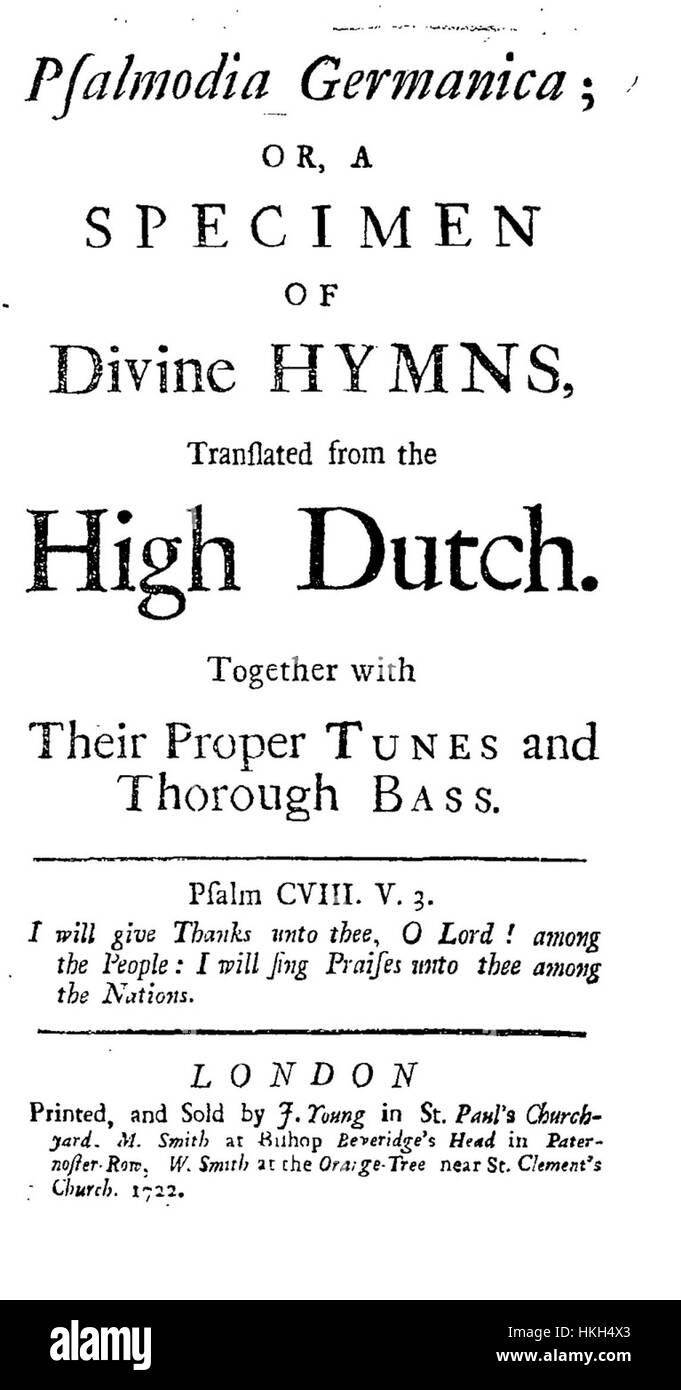 The 'Psalmodia Germanica,' written by John Christian Jacobi in 1722, is ...