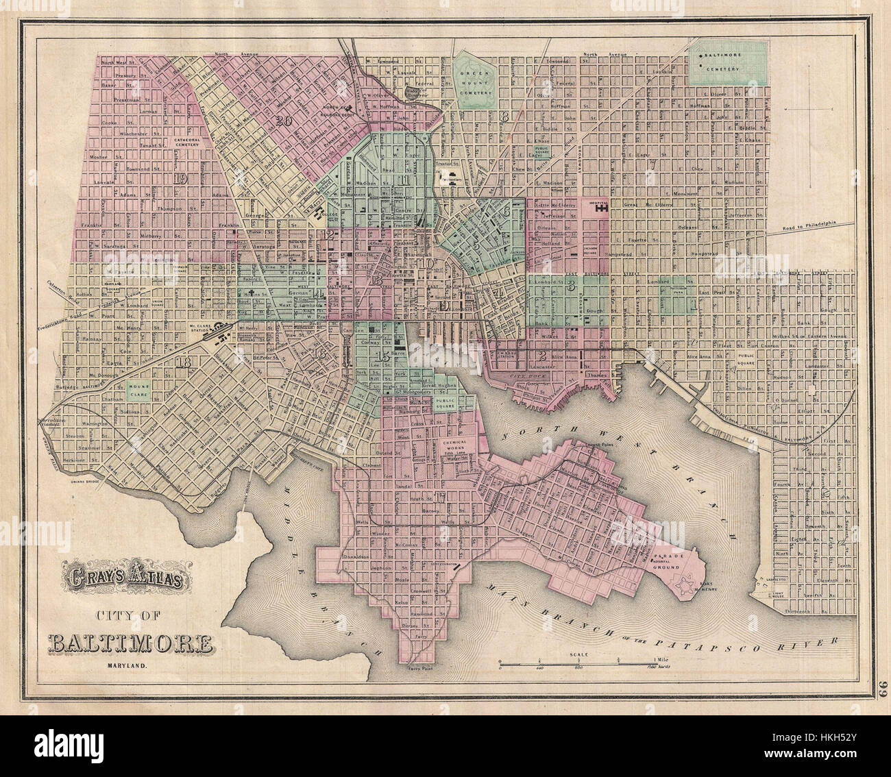 The 1874 Gray Map of Baltimore is a historical geographical map showing ...