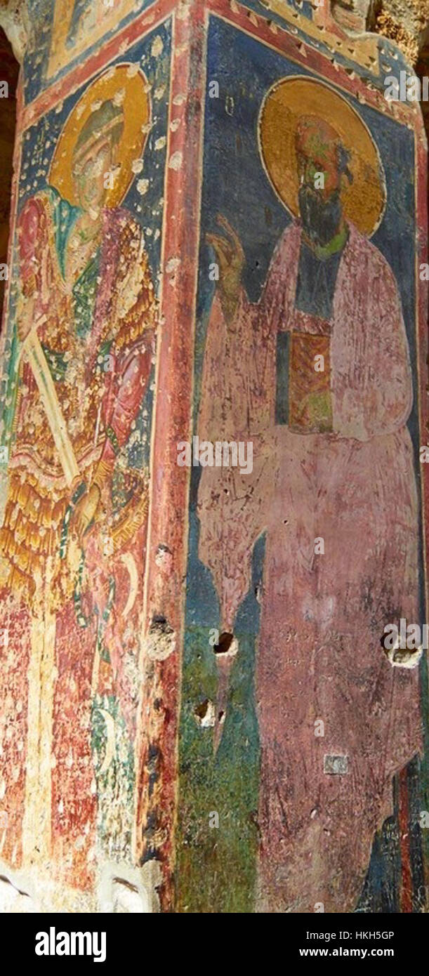 A fresco from the 15th century depicting religious scenes in the Saint ...