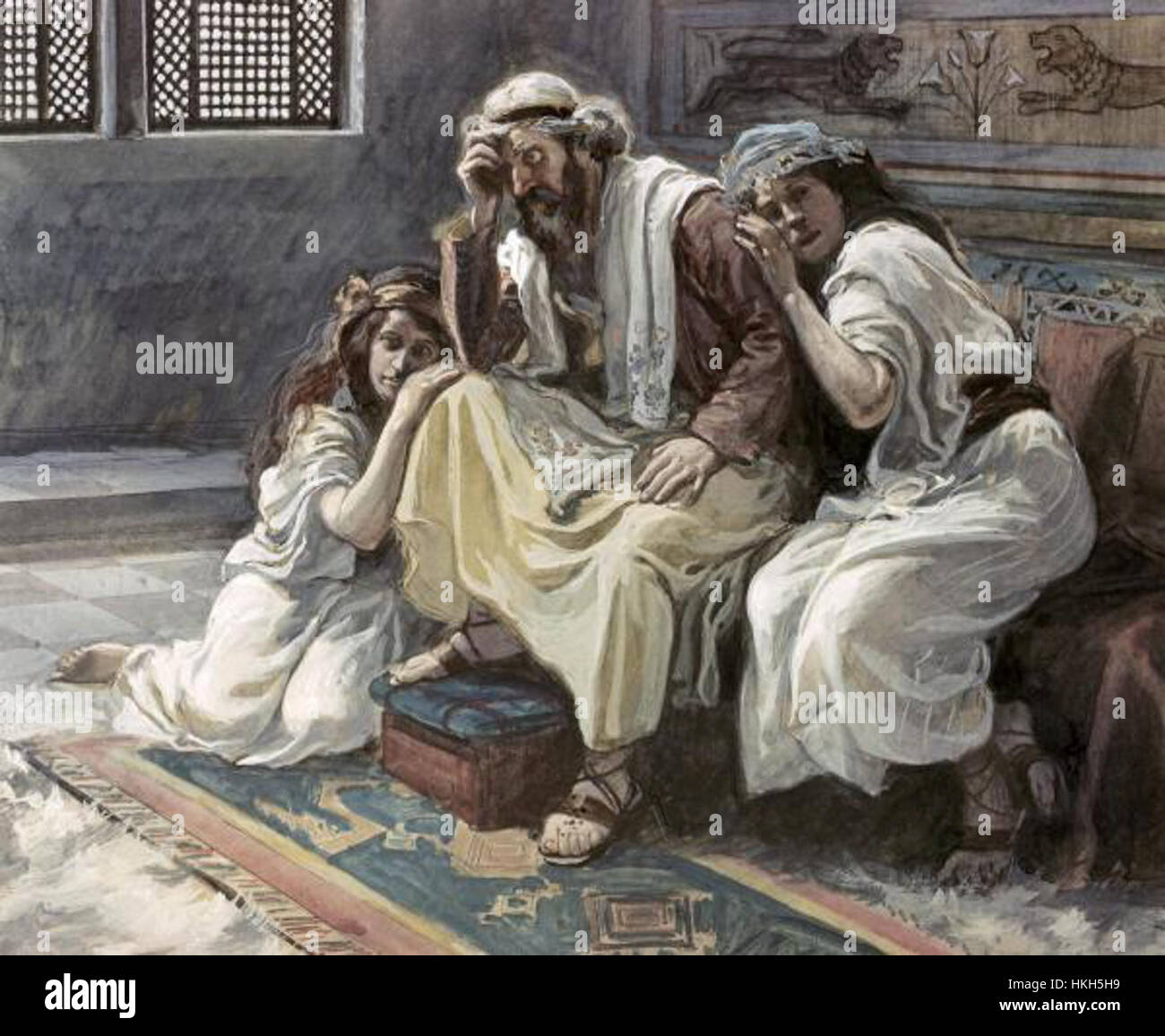 *David Mourns His Son Amnon* by James Tissot depicts the biblical king ...