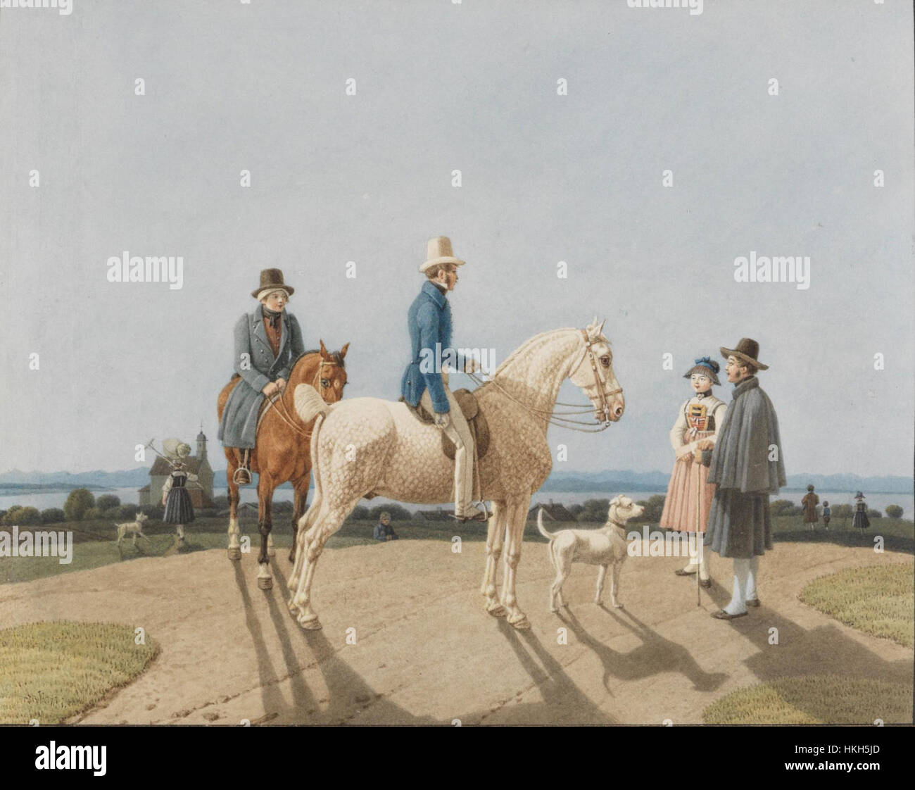 A 19th-century painting by the German artist Kobell, depicting a rider ...