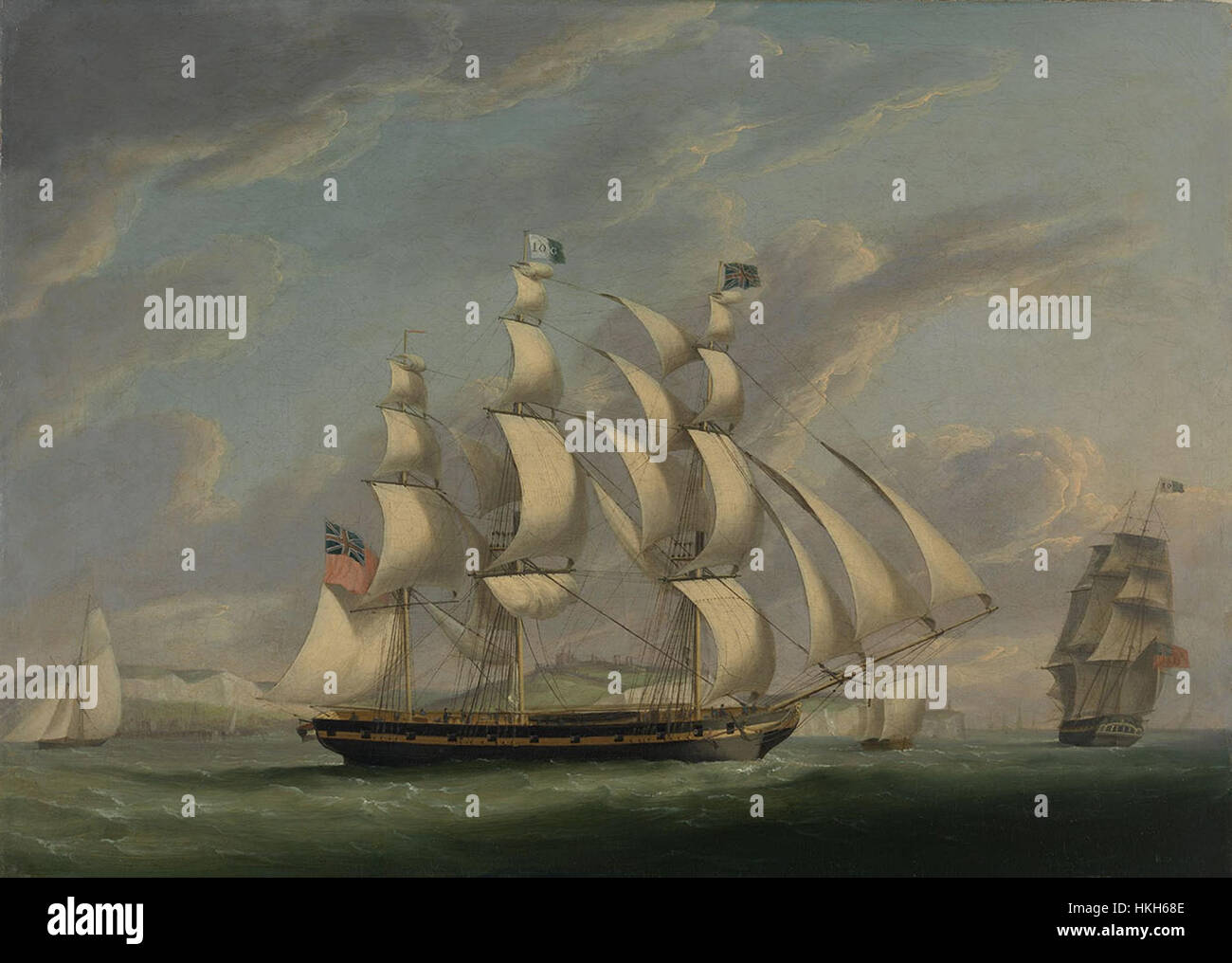 Robert Dodd's painting captures a dramatic maritime scene, showcasing ...