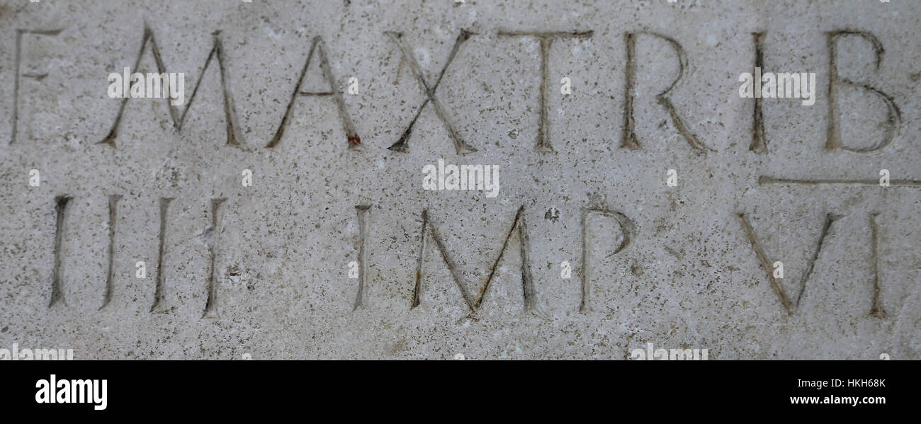 Stone plaque dedicated to Nero. Marble. 61-62. Augusta Emerita (Merida ...