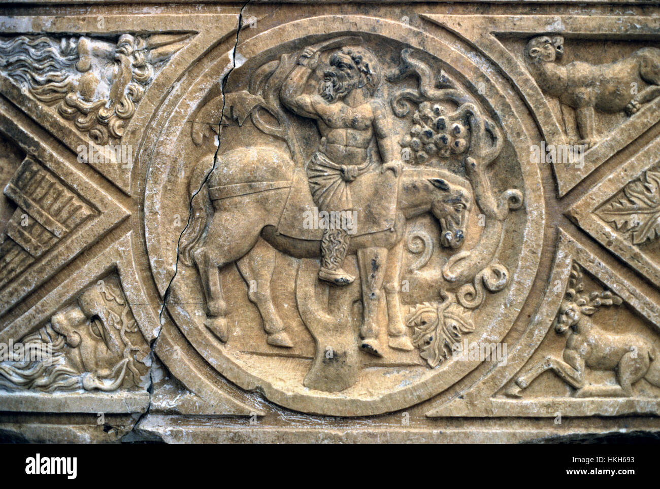 Bas-Relief or Carving on Antique Greco-Roman Sarcophagus of a Man ...