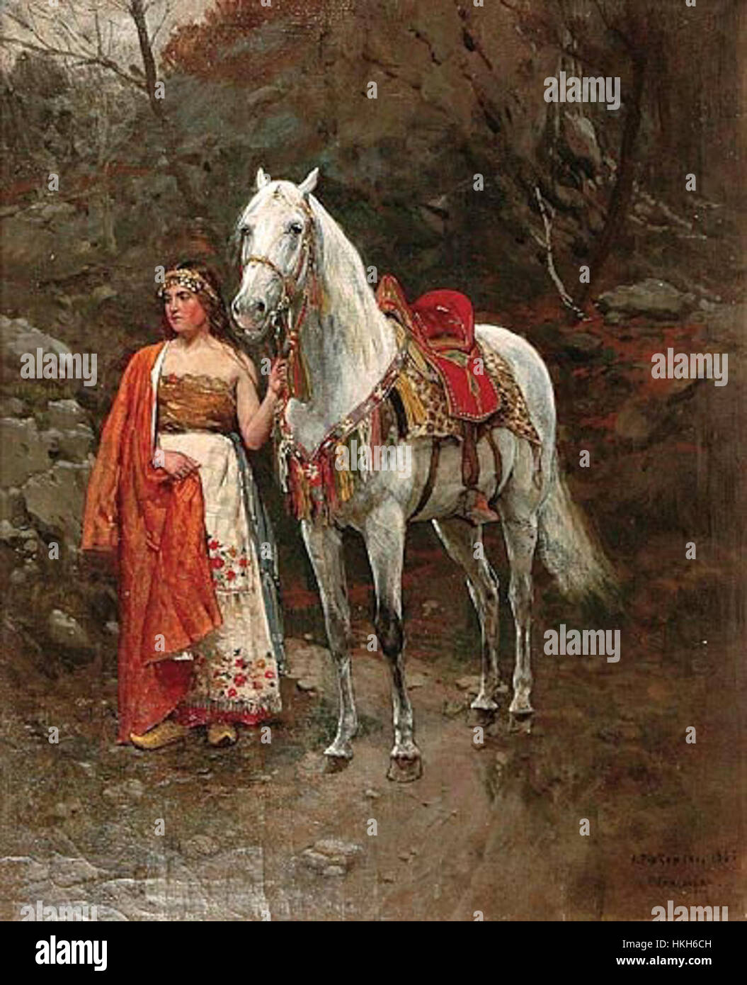 Antoni Piotrowski Dziewczyna z koniem 1885 Stock Photo - Alamy