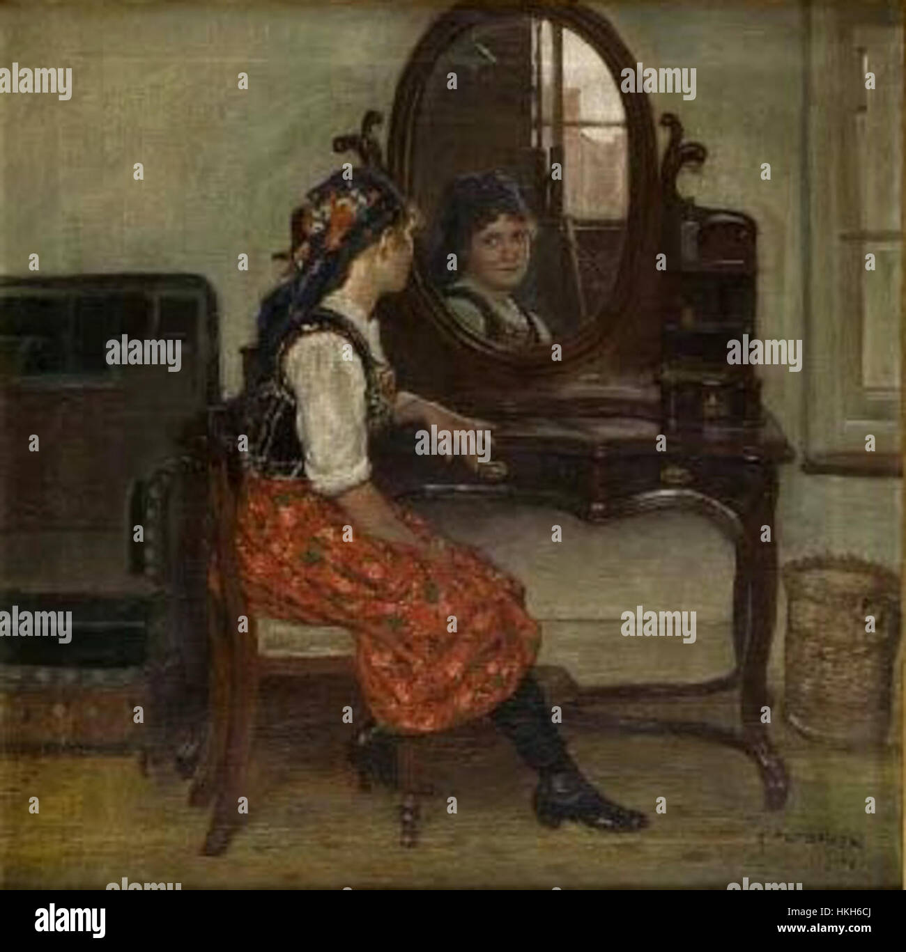 Antoni Piotrowski's *Przed lustrem* (1916) portrays a woman standing ...