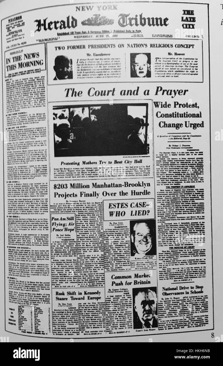 A photograph of the New York Herald Tribune front page from June 27 ...