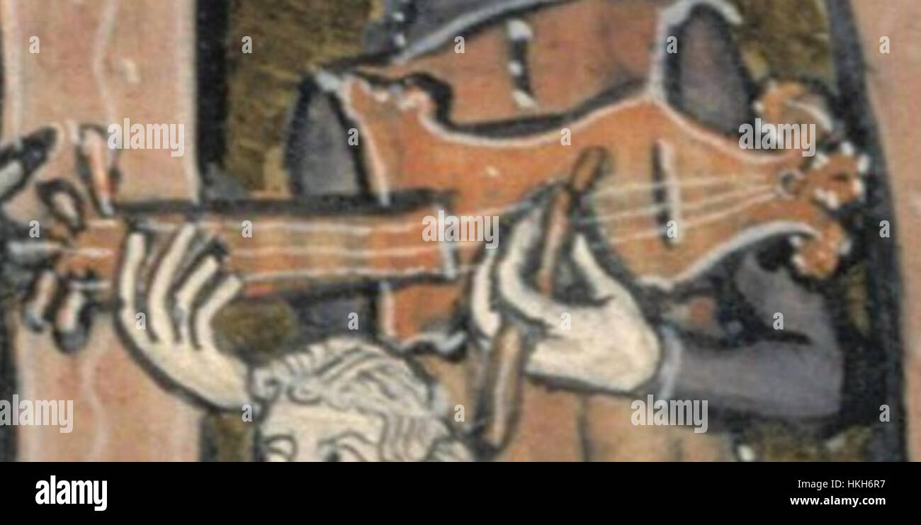 The cropped image of the citole from *MS 222* illustrates a medieval ...