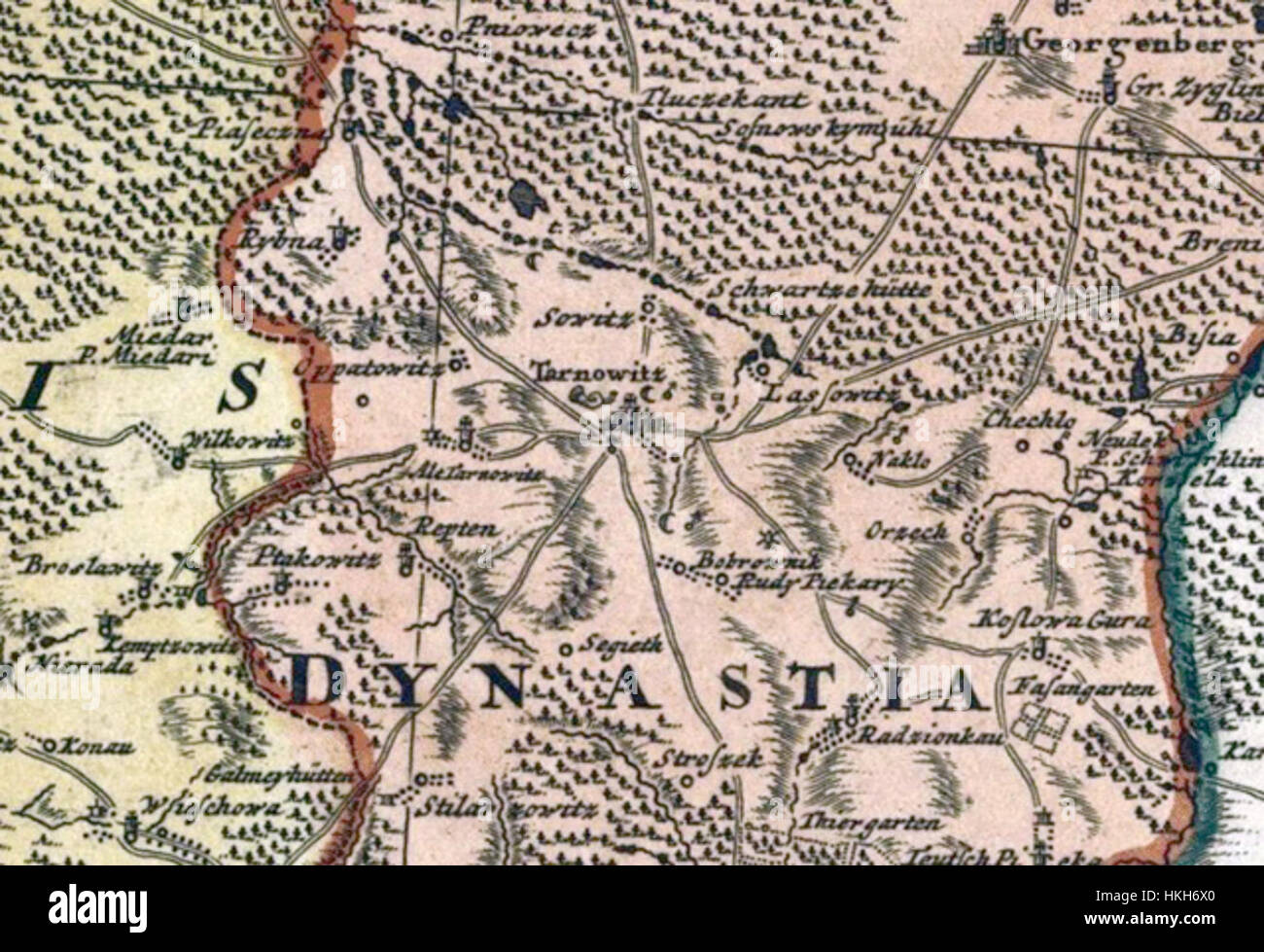 The 1736 map 'Principatus Silesiae Oppoliensis' of Tarnowitz is an ...