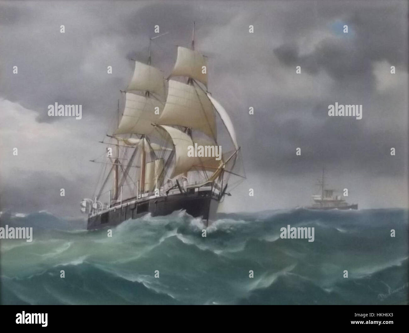 This 1885 painting by Antonio De Simone depicts HMS Superb, a Royal ...