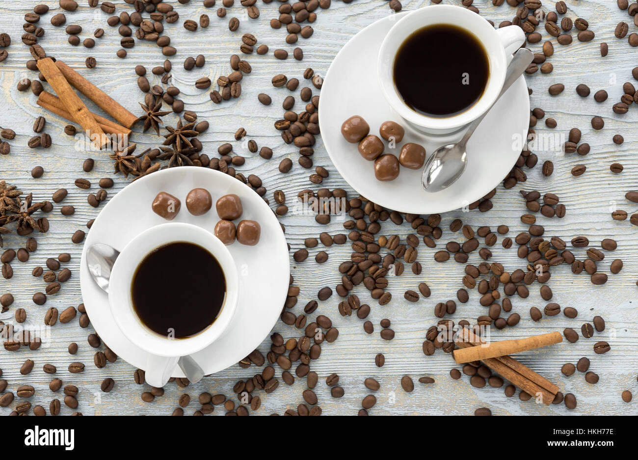 The photograph shows a cup of coffee and anise stars Stock Photo - Alamy