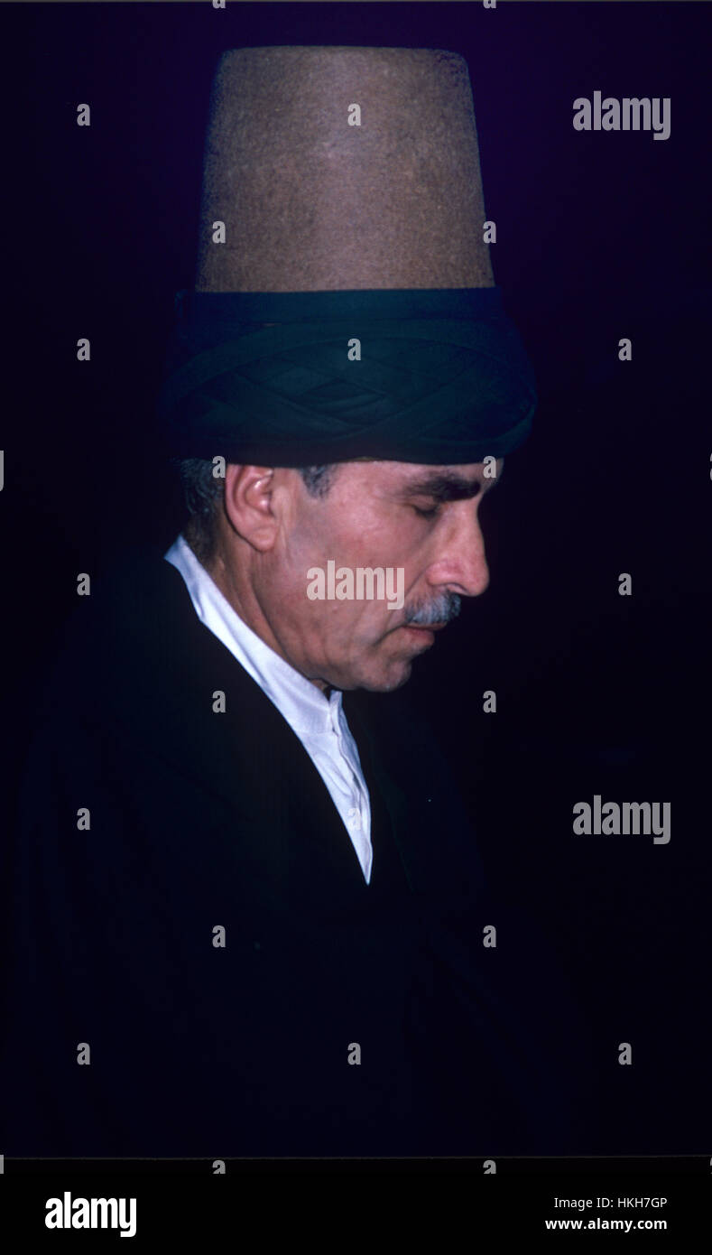 Portrait of Chief Whirling Dervish Wearing Traditional Felt Fez Konya ...