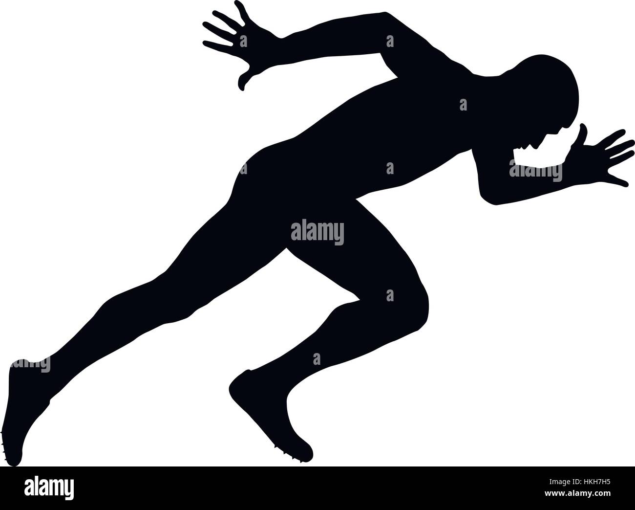 muscular sprinter runner explosive start and run black silhouette Stock ...