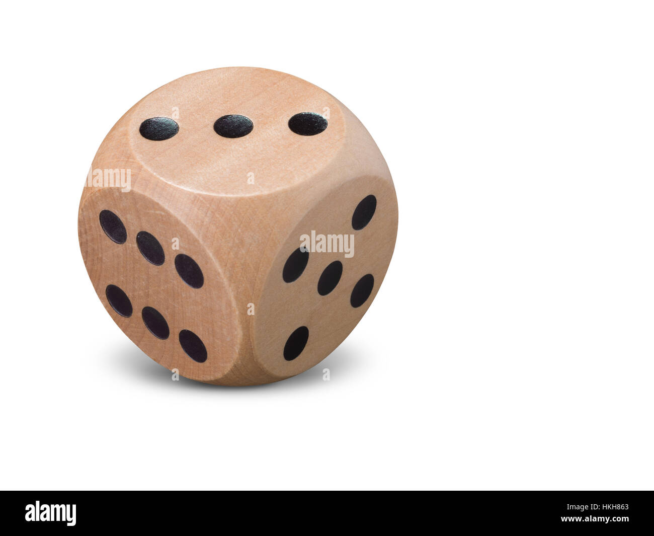Single wooden Dice on white background Stock Photo - Alamy