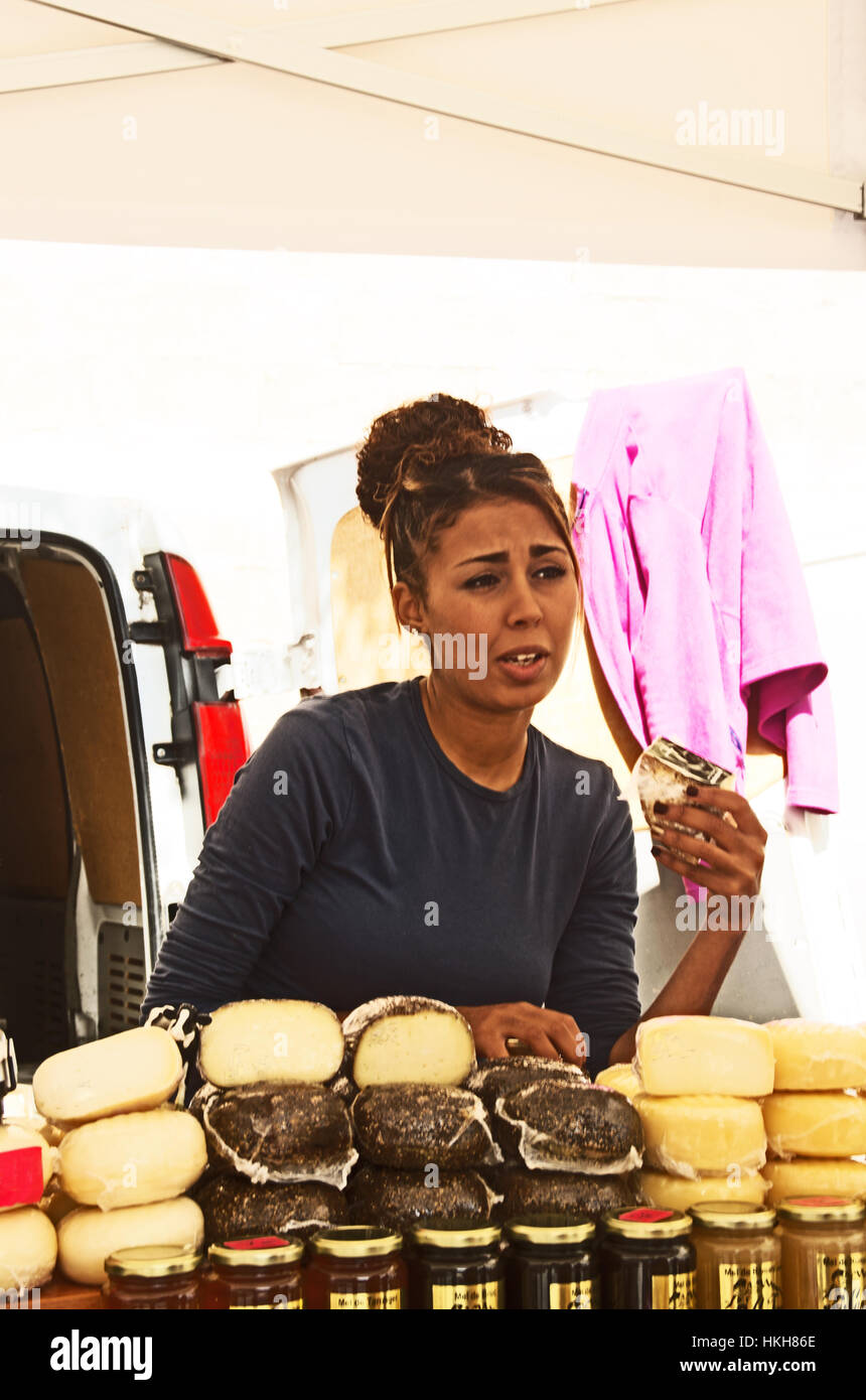 Cheese Stall Holder Out Side, Montserrat Monastery, Abbey Santa Maria ...