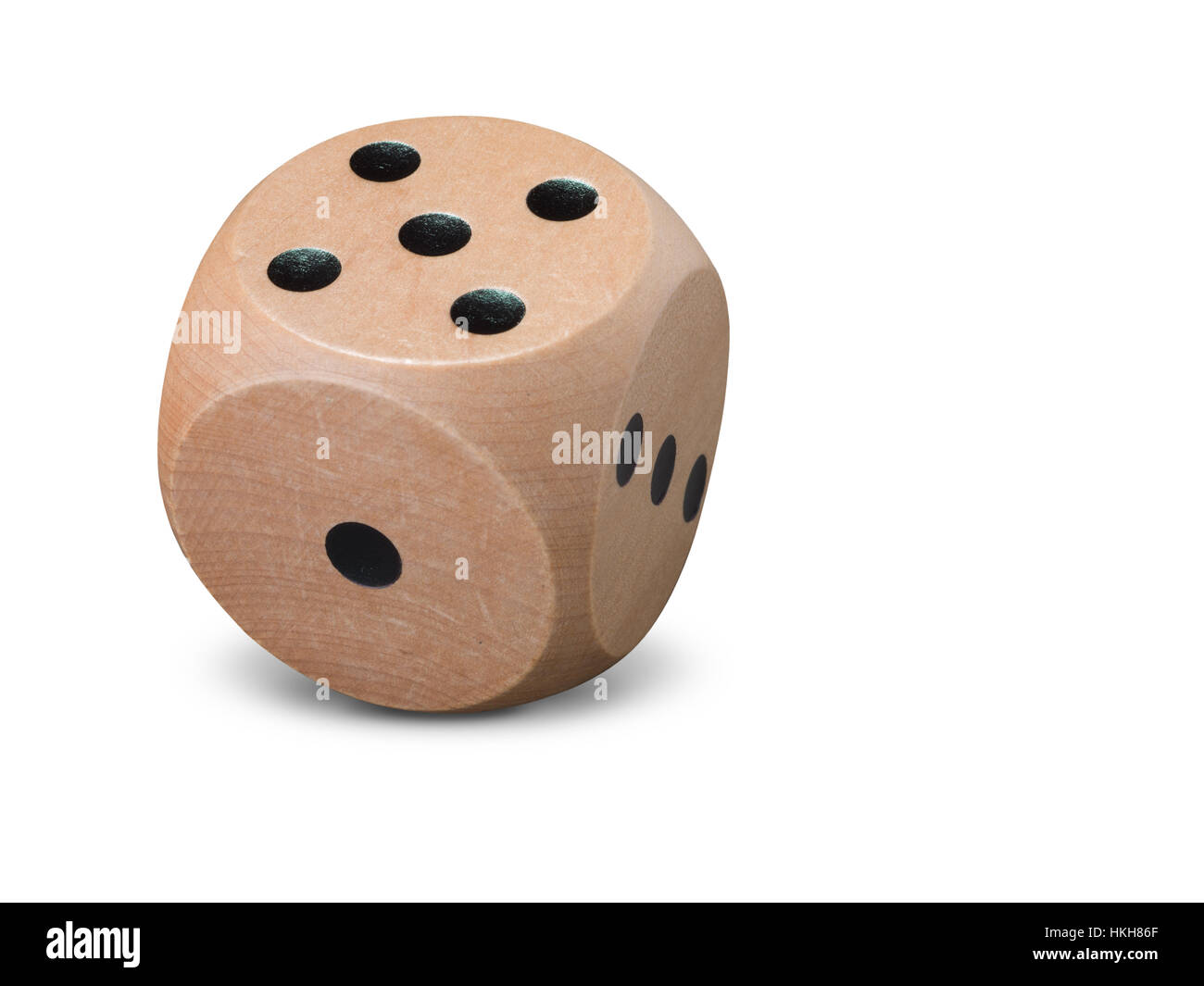 Single wooden Dice on white background Stock Photo - Alamy