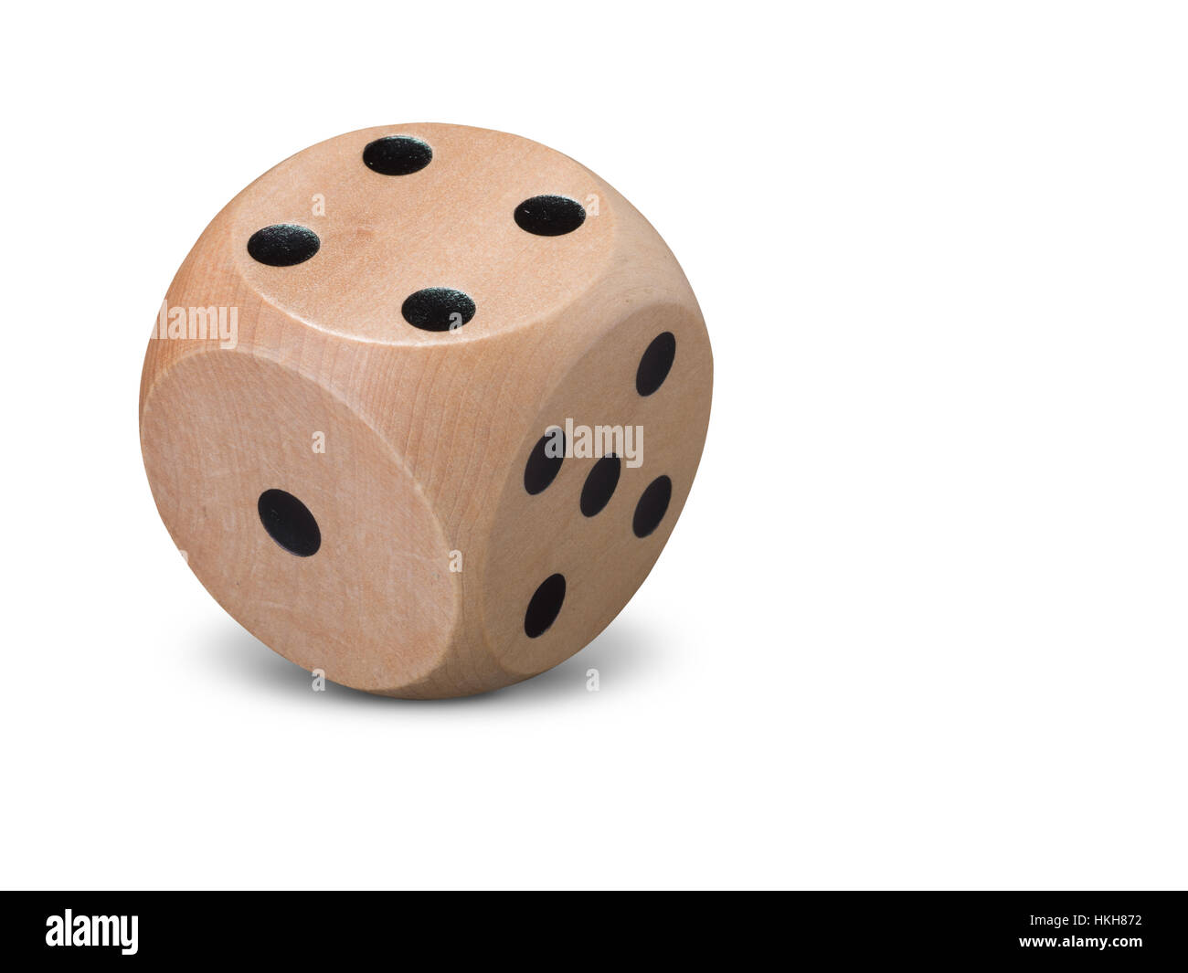 Single wooden Dice on white background Stock Photo - Alamy