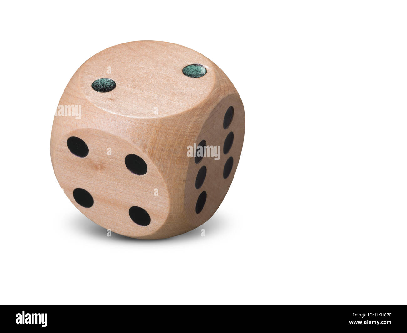 Single wooden Dice on white background Stock Photo - Alamy