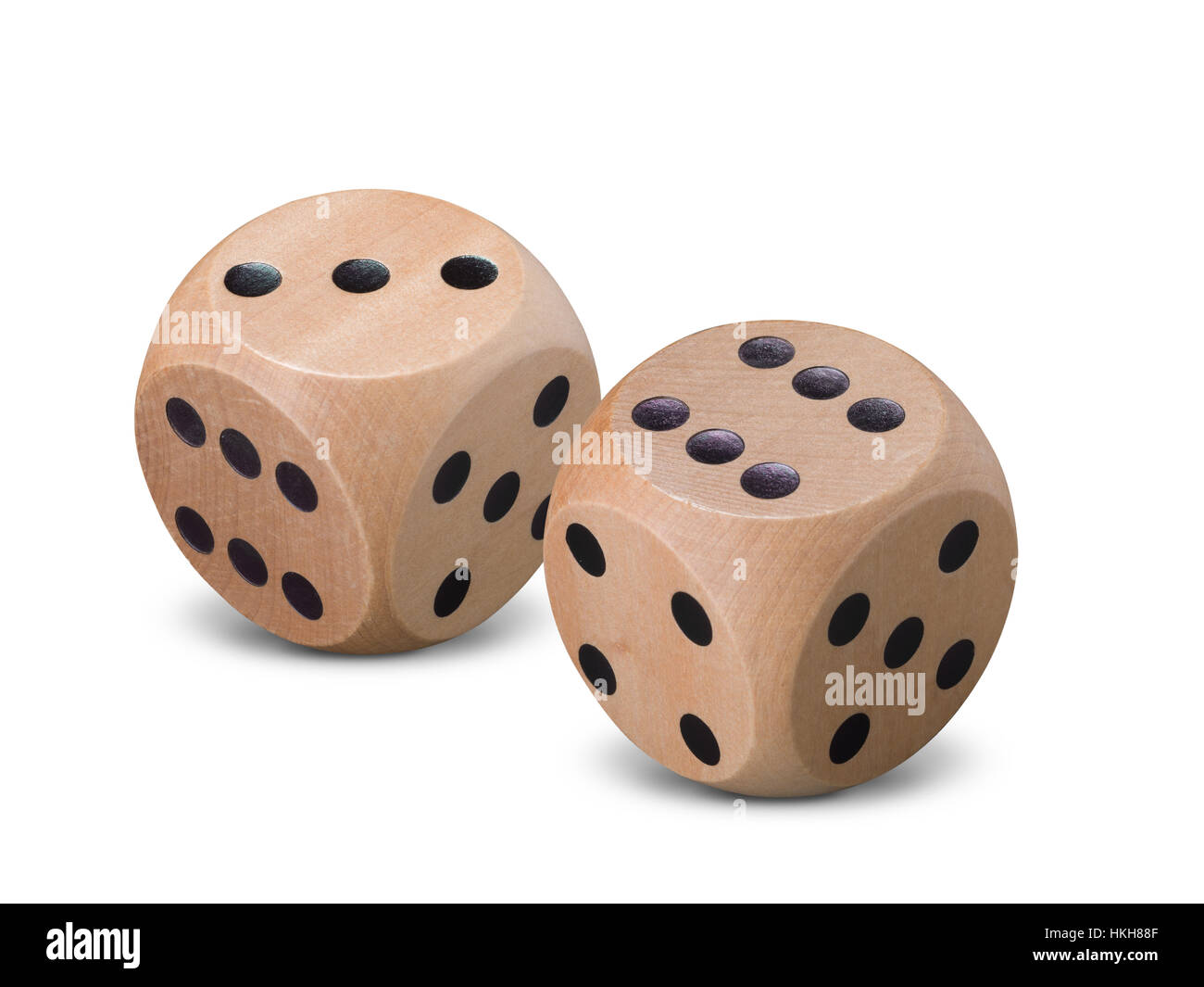 Pair of wooden dice on white background Stock Photo - Alamy