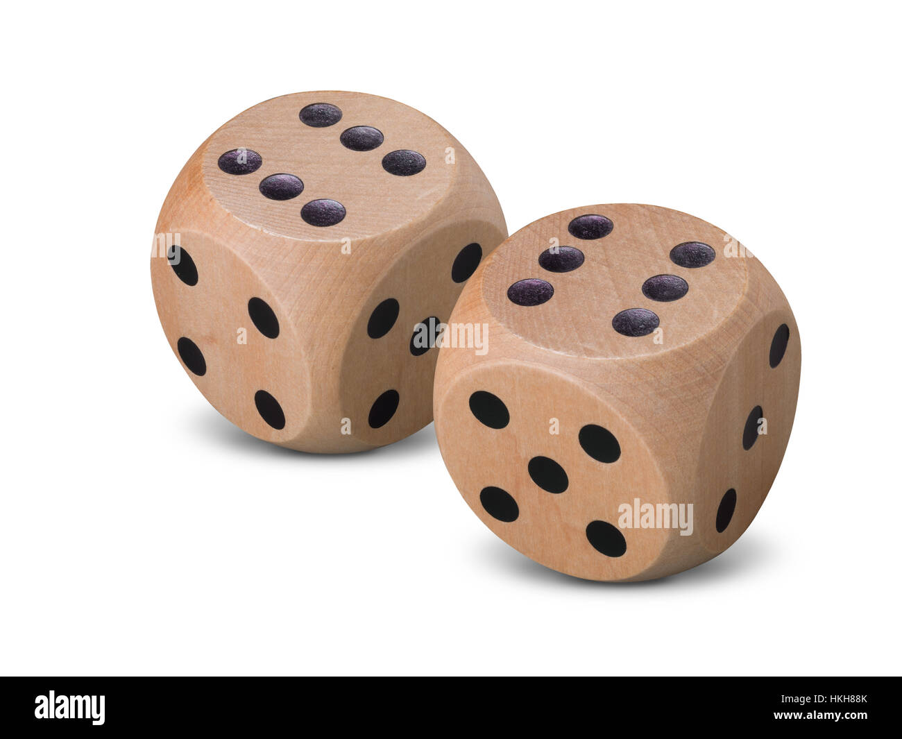 Pair of wooden dice on white background Stock Photo - Alamy