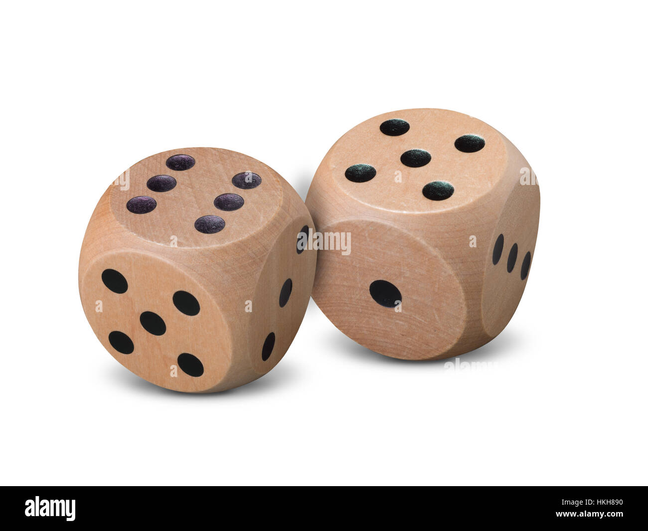 Pair of wooden dice on white background Stock Photo - Alamy