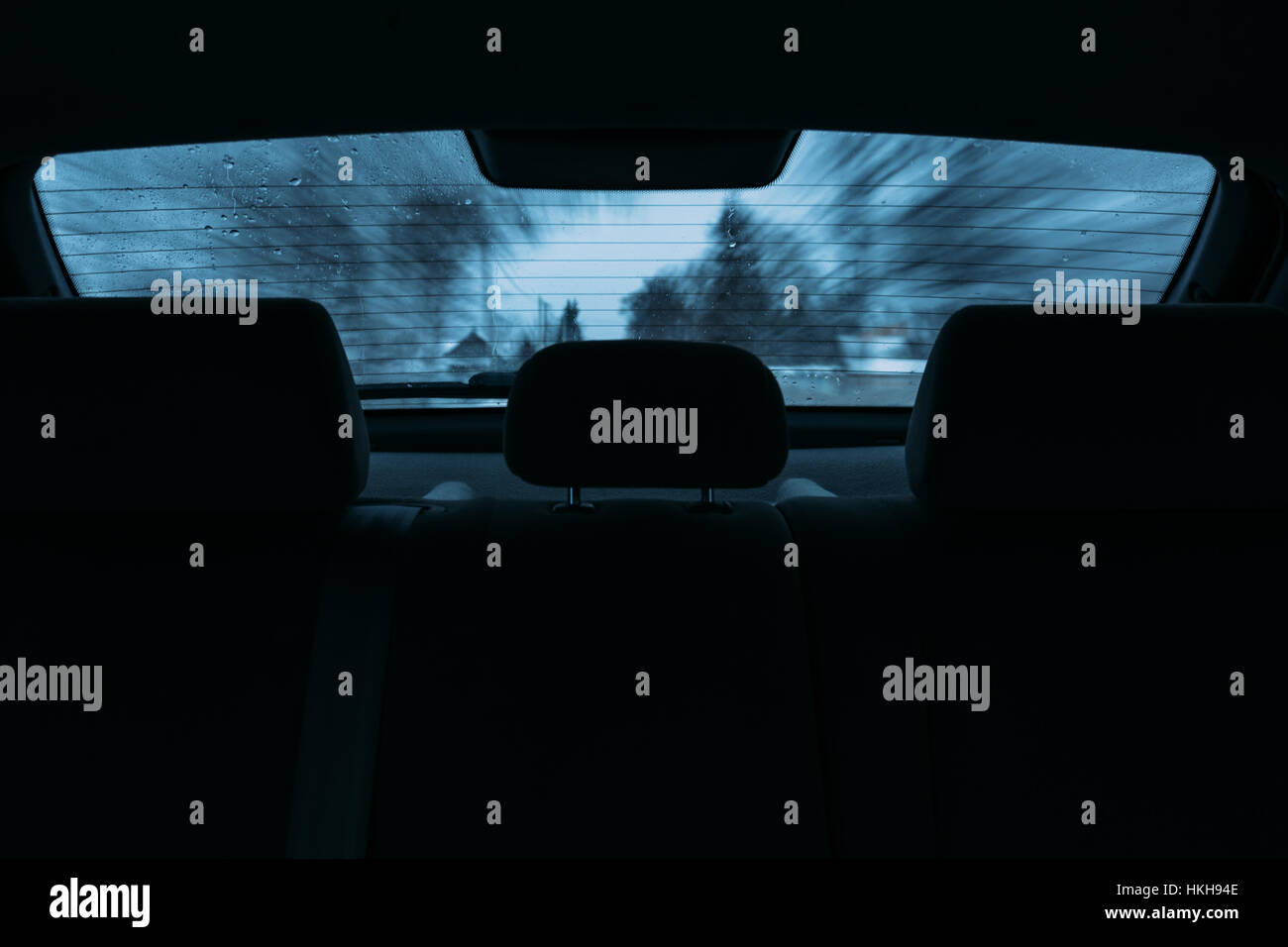 driving a car in the view the rear window Stock Photo - Alamy